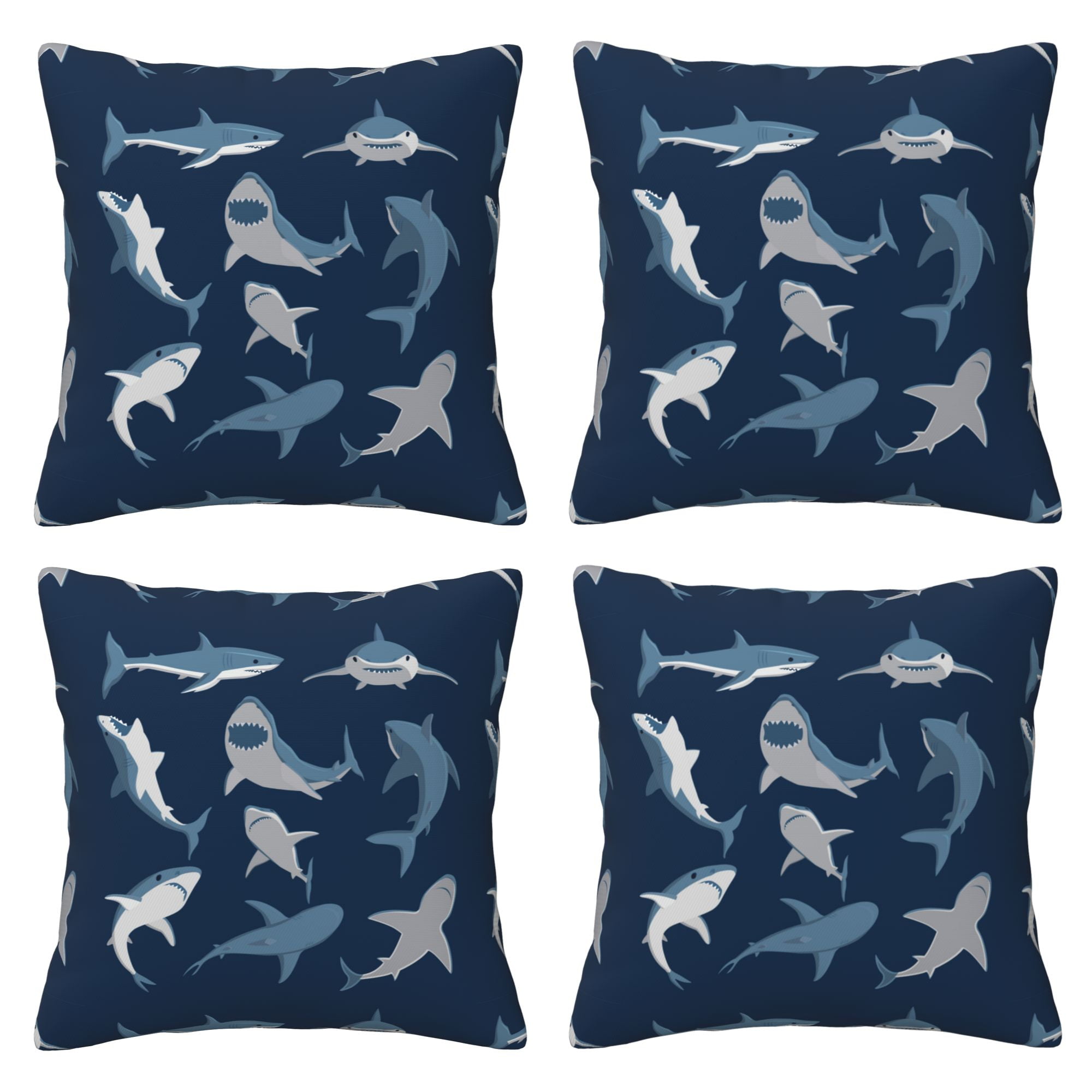 Home Throw Pillow Covers Two Sides Printed Angry Shark Pattern Decor ...