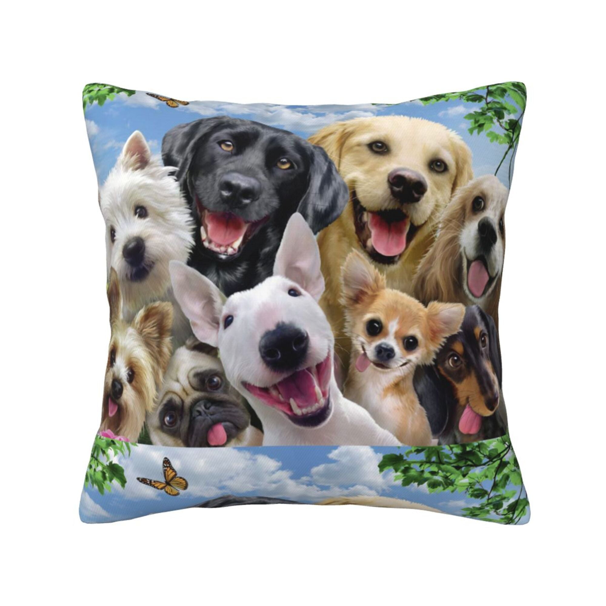 Home Throw Pillow Covers Two Sides Printed Animal Dog Set Pug Chihuahua ...