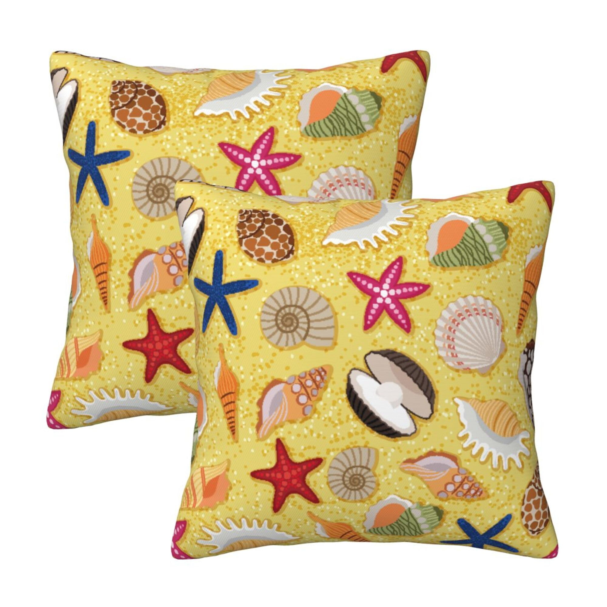 Home Throw Pillow Covers Two Sides Printed Beach Sand Shells Marine ...