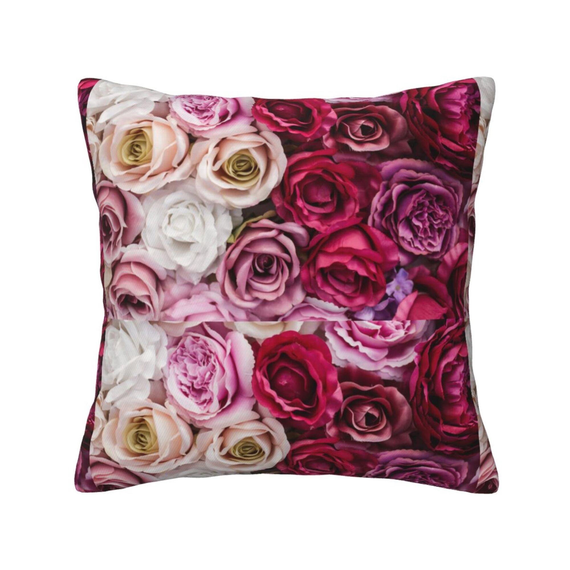 Home Throw Pillow Covers Two Sides Printed Beautiful Roses Decor Sofa ...