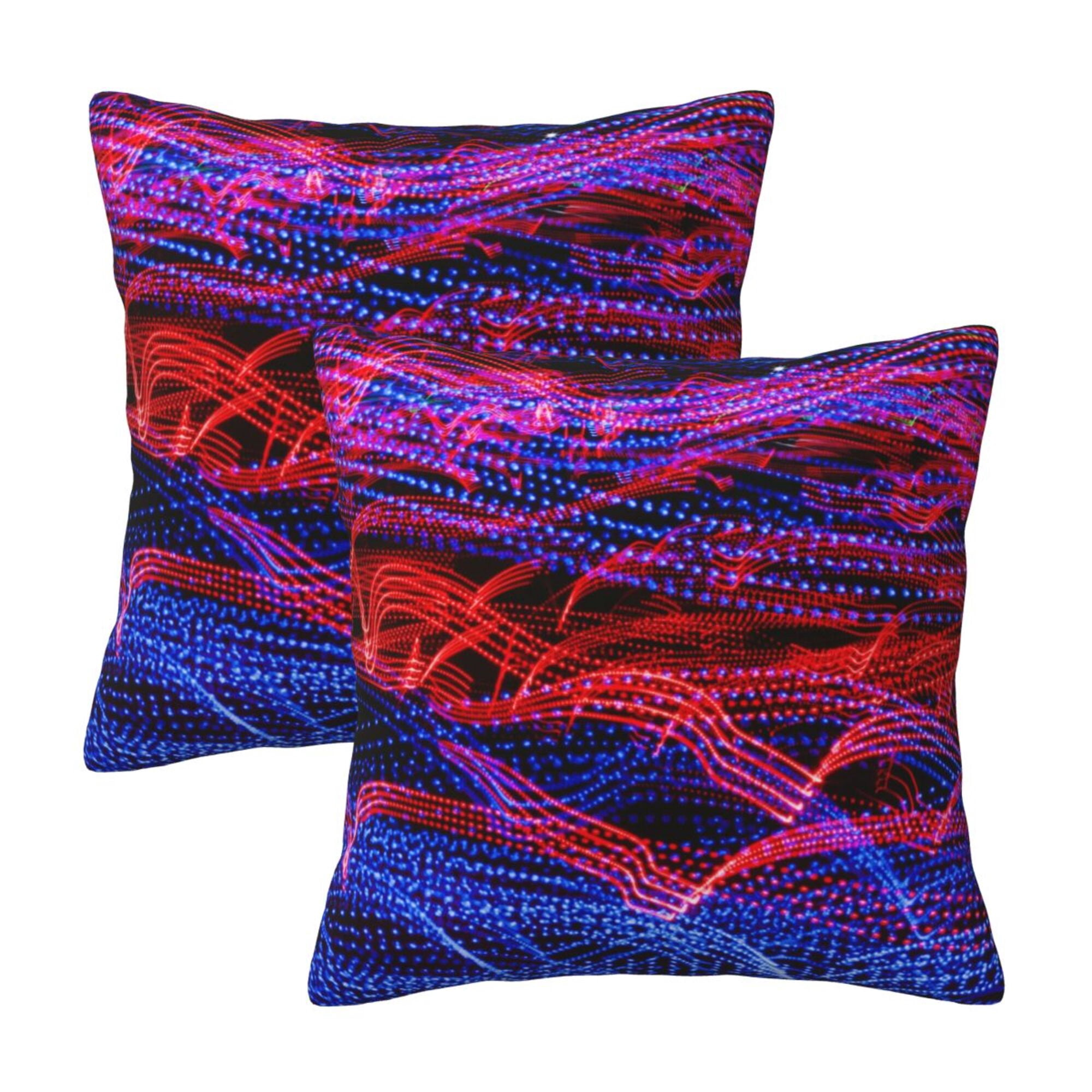 Home Throw Pillow Covers Two Sides Printed Blue Neon Light Wallpaper ...