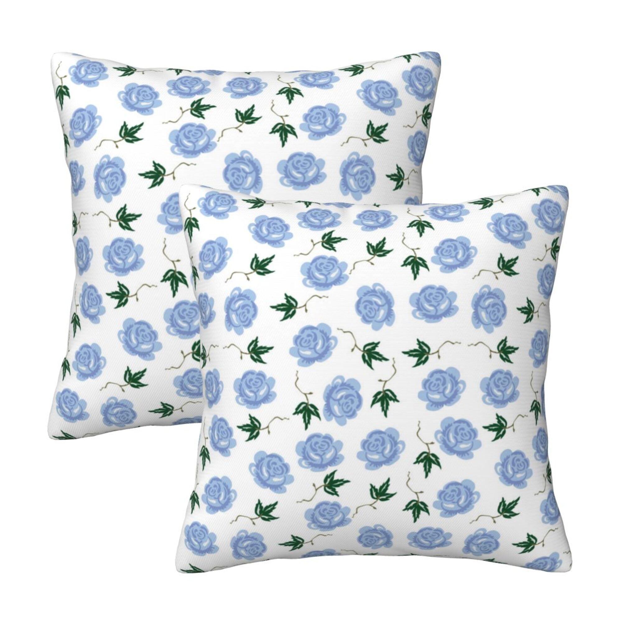 Home Throw Pillow Covers Two Sides Printed Blue rose pattern Decor Sofa ...