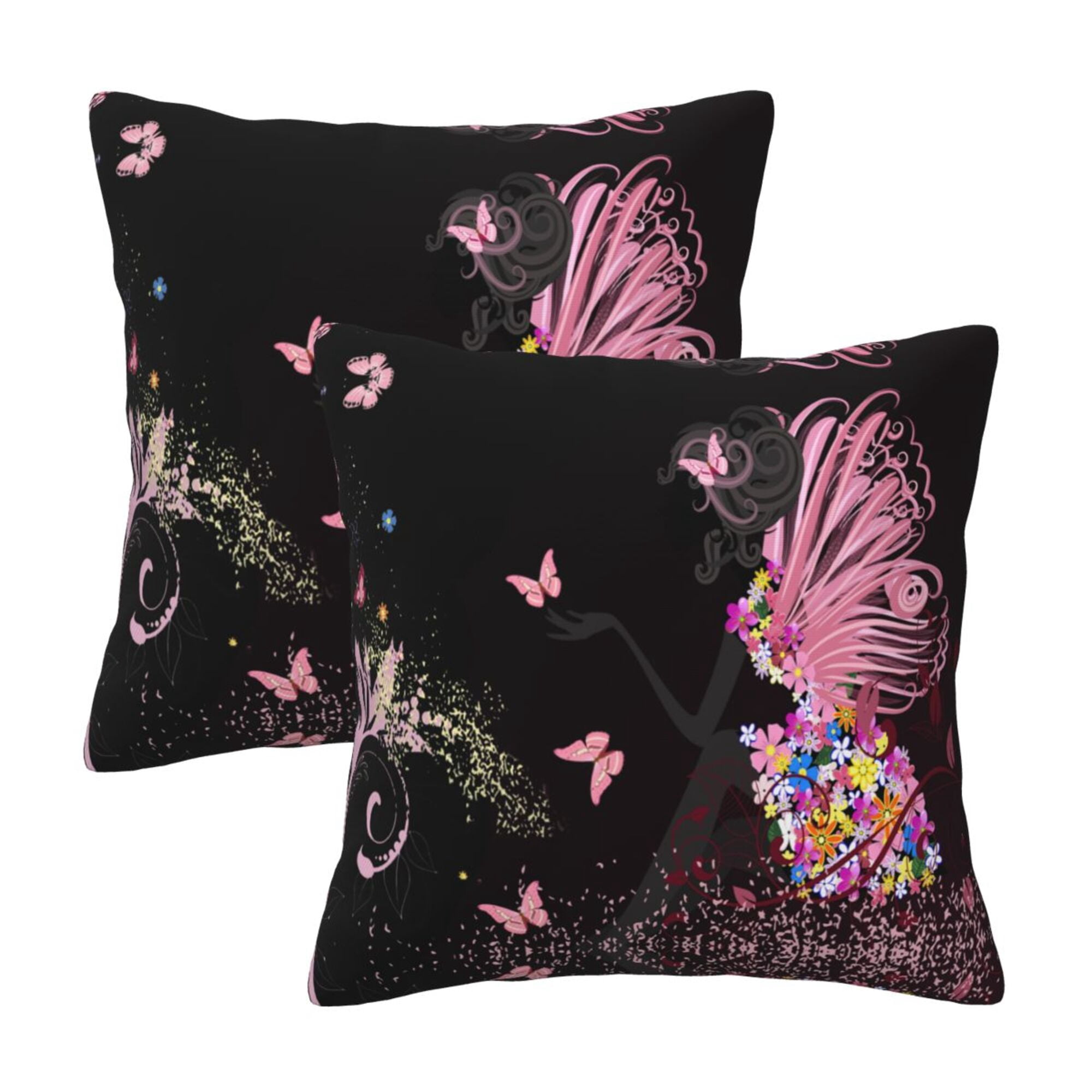 Home Throw Pillow Covers Two Sides Printed Butterfly Girl Decor Sofa ...