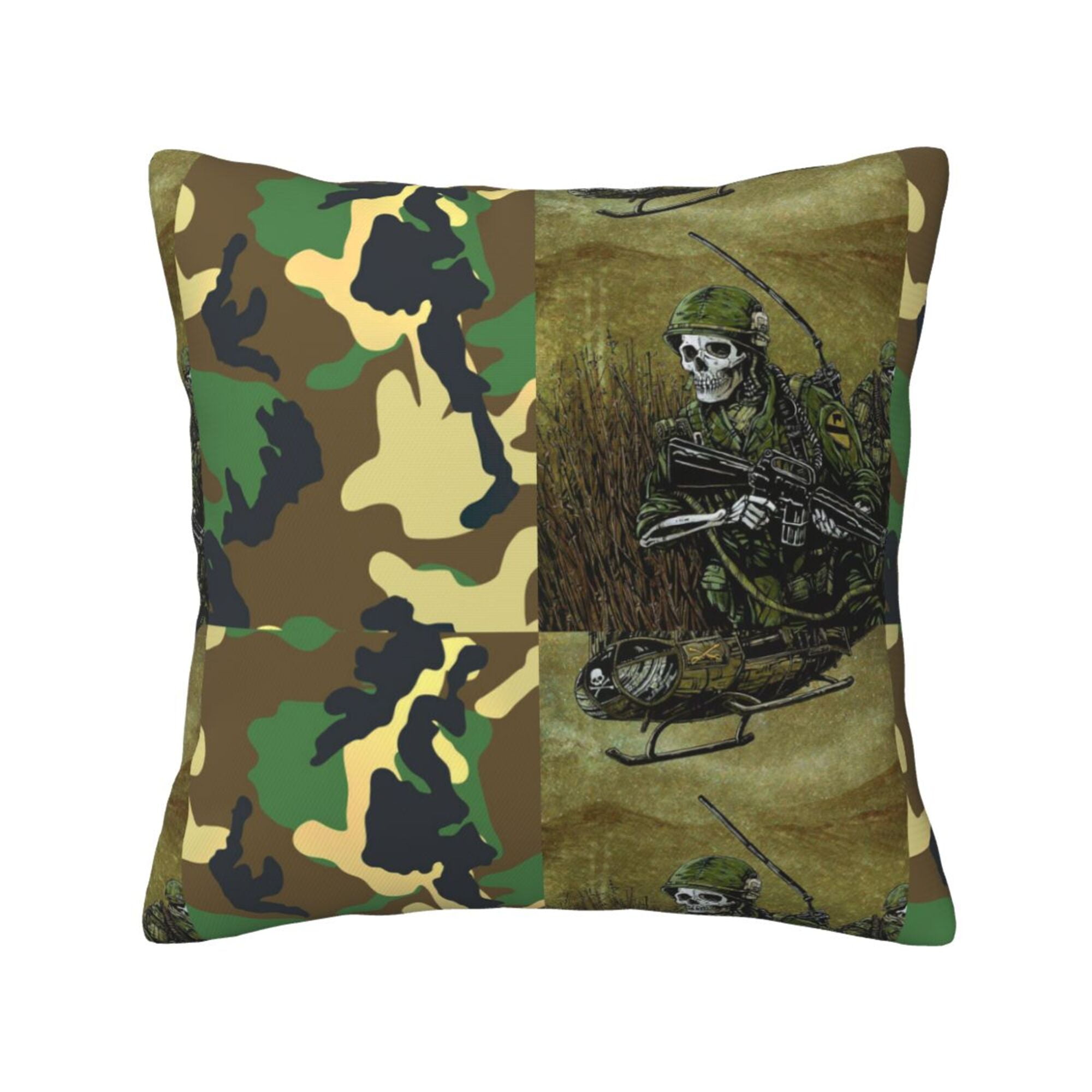 Home Throw Pillow Covers Two Sides Printed Camo Skull- Decor Sofa ...