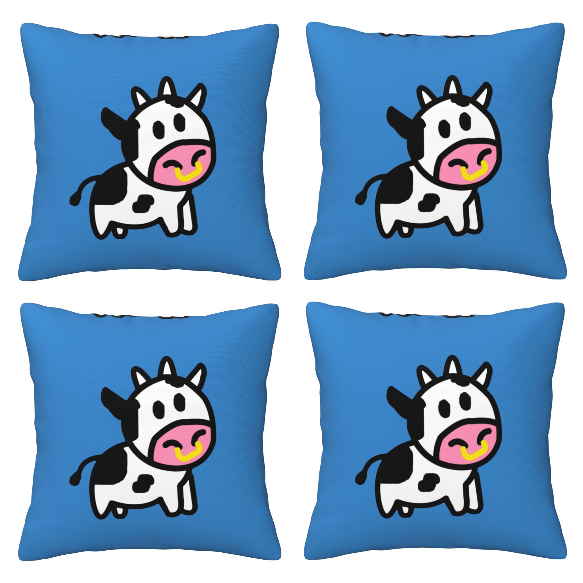 Home Throw Pillow Covers Two Sides Printed Cartoon Cow Decor Sofa ...