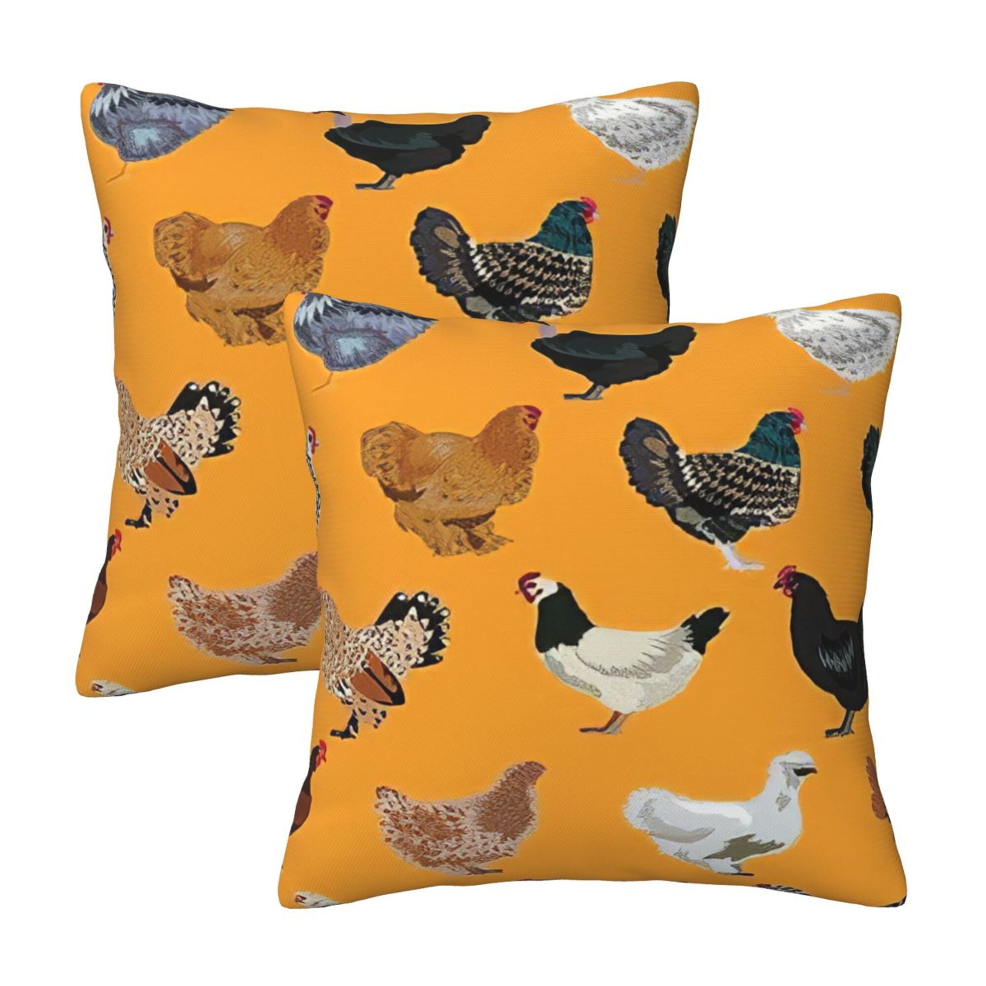 Home Throw Pillow Covers Two Sides Printed Chicken Breeds Farm Farmhouse Birds Orange Decor Sofa ...