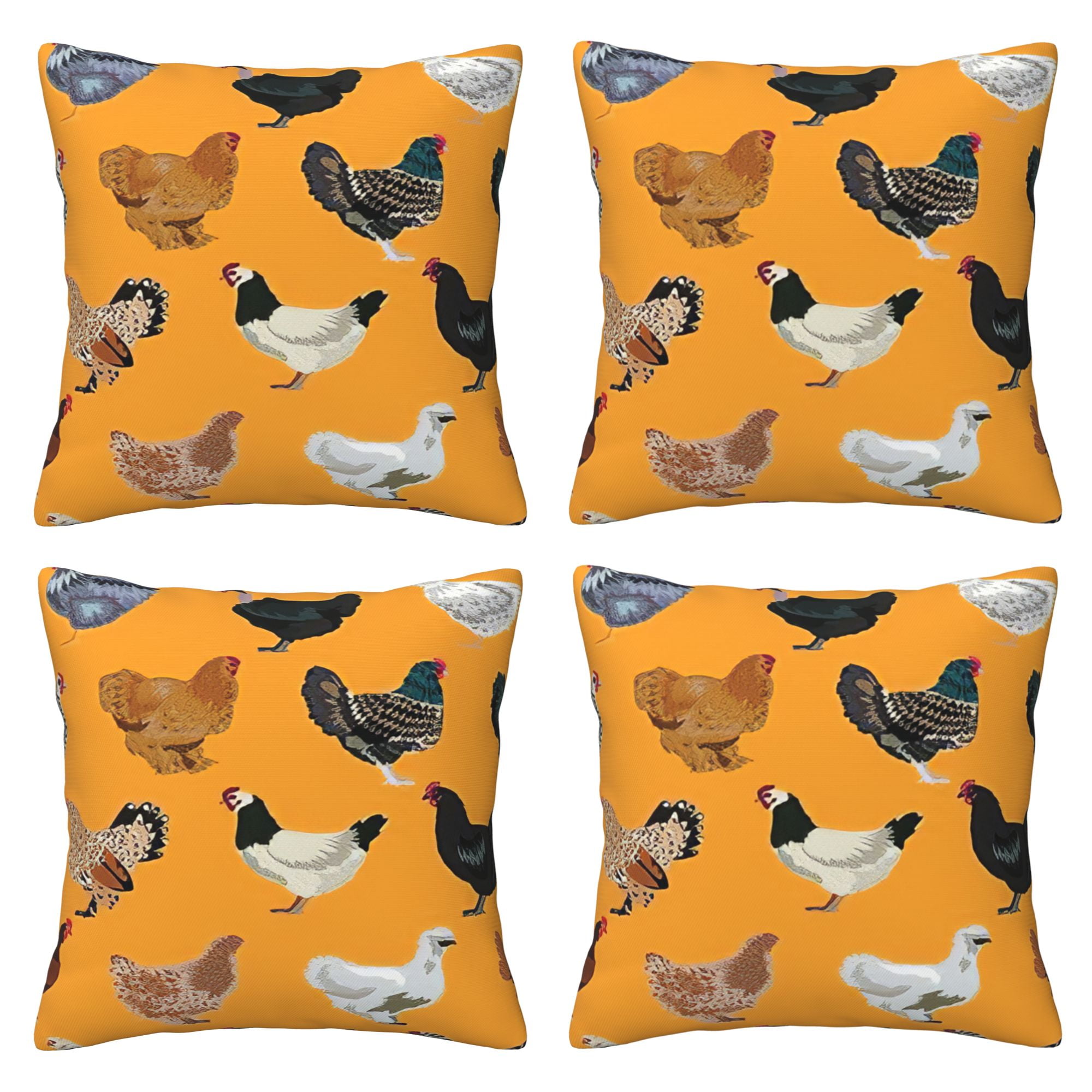 Home Throw Pillow Covers Two Sides Printed Chicken Breeds Farm ...