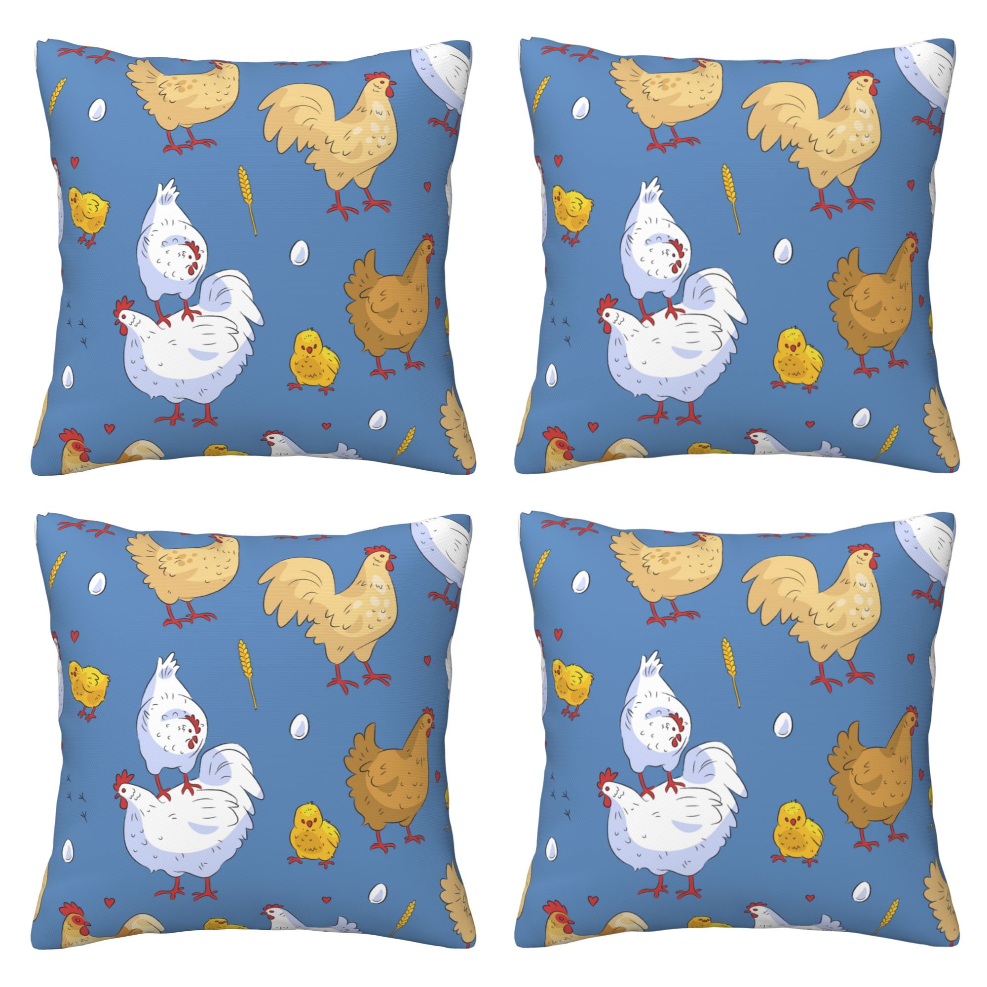 Home Throw Pillow Covers Two Sides Printed Chickens Decor Sofa Living ...
