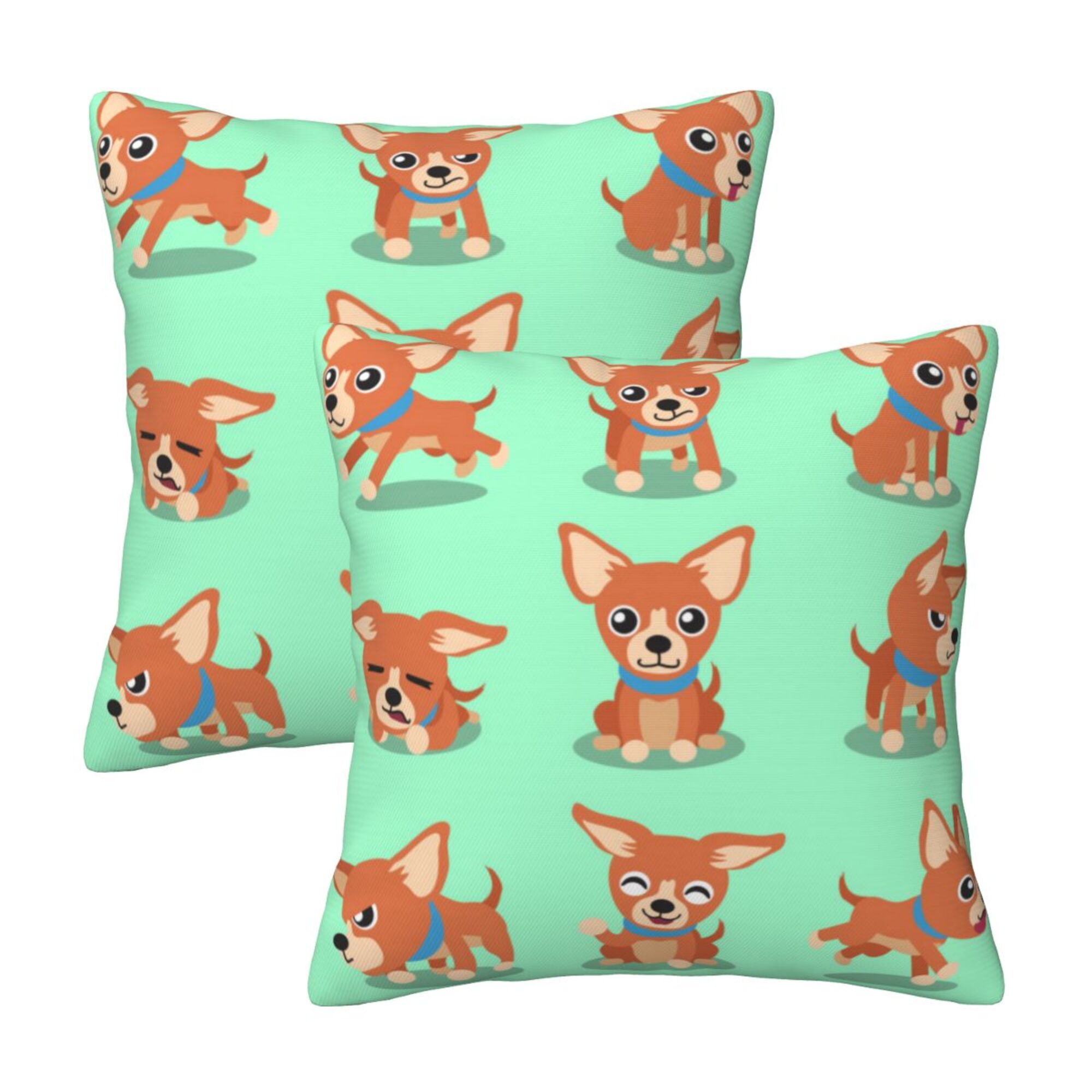 Home Throw Pillow Covers Two Sides Printed Chihuahua Dog Poses Decor ...