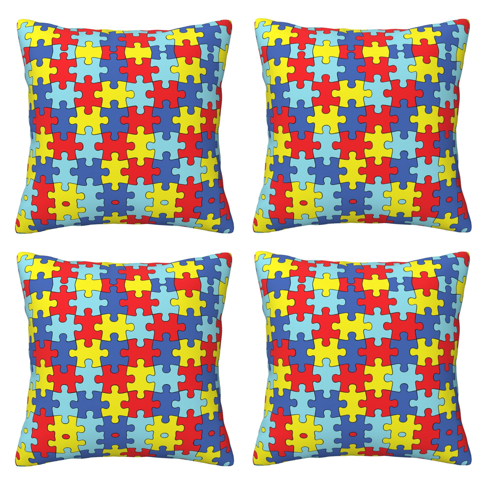 Home Throw Pillow Covers Two Sides Printed Colorful Jigsaw Puzzle Decor ...