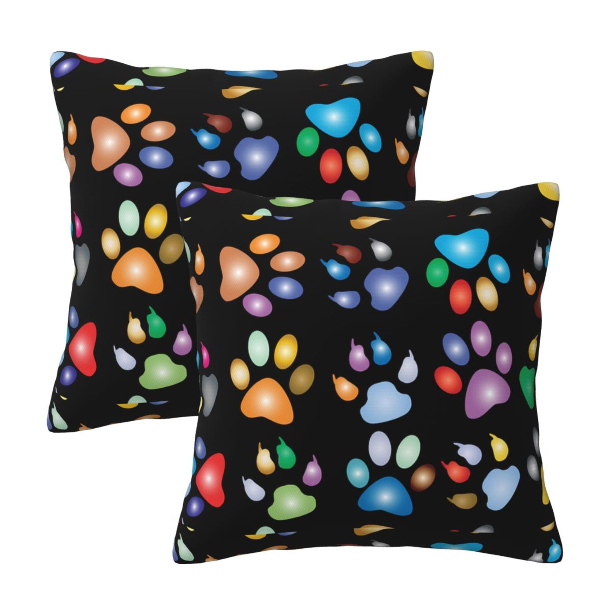 Home Throw Pillow Covers Two Sides Printed Colorful dog paw prints ...
