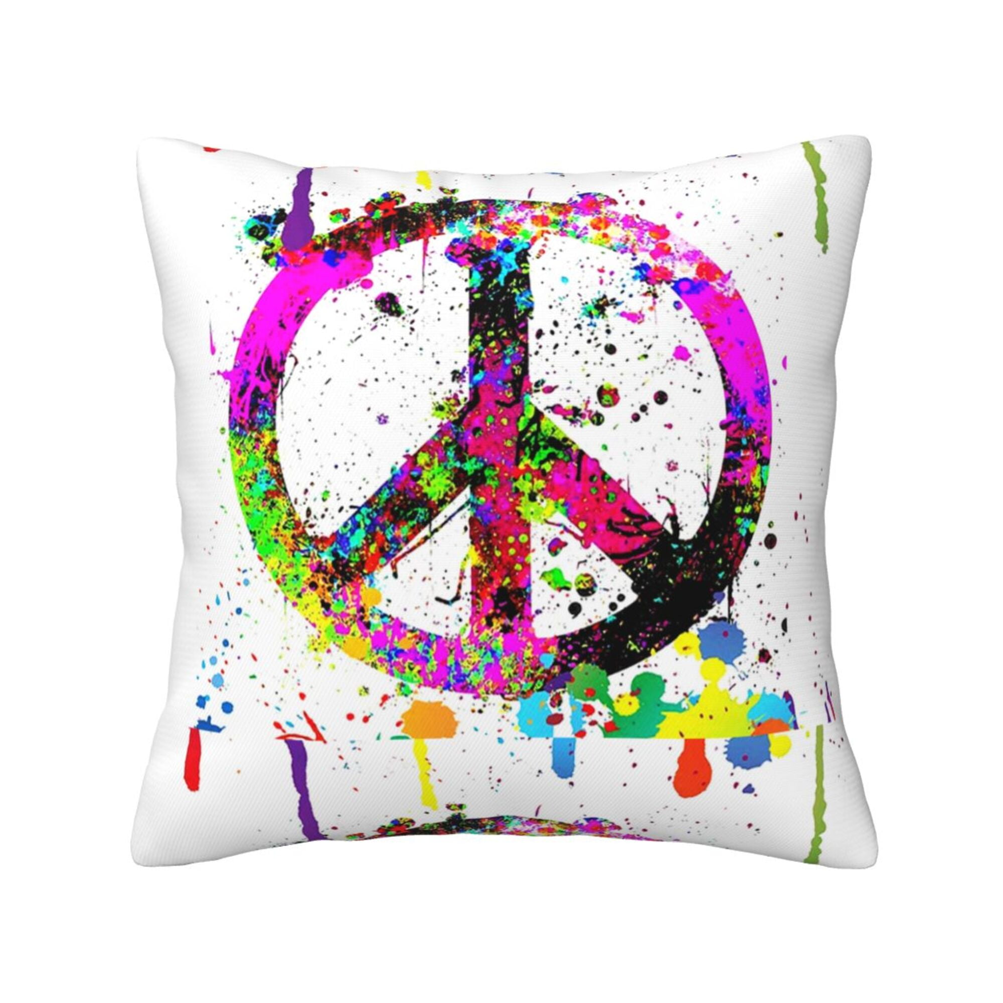 Home Throw Pillow Covers Two Sides Printed Colorful splash peace symbol ...