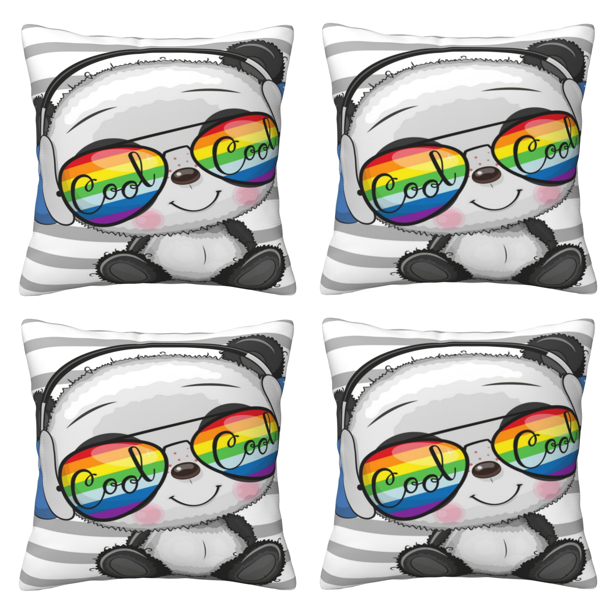 Home Throw Pillow Covers Two Sides Printed Cool Cartoon Cute Panda ...