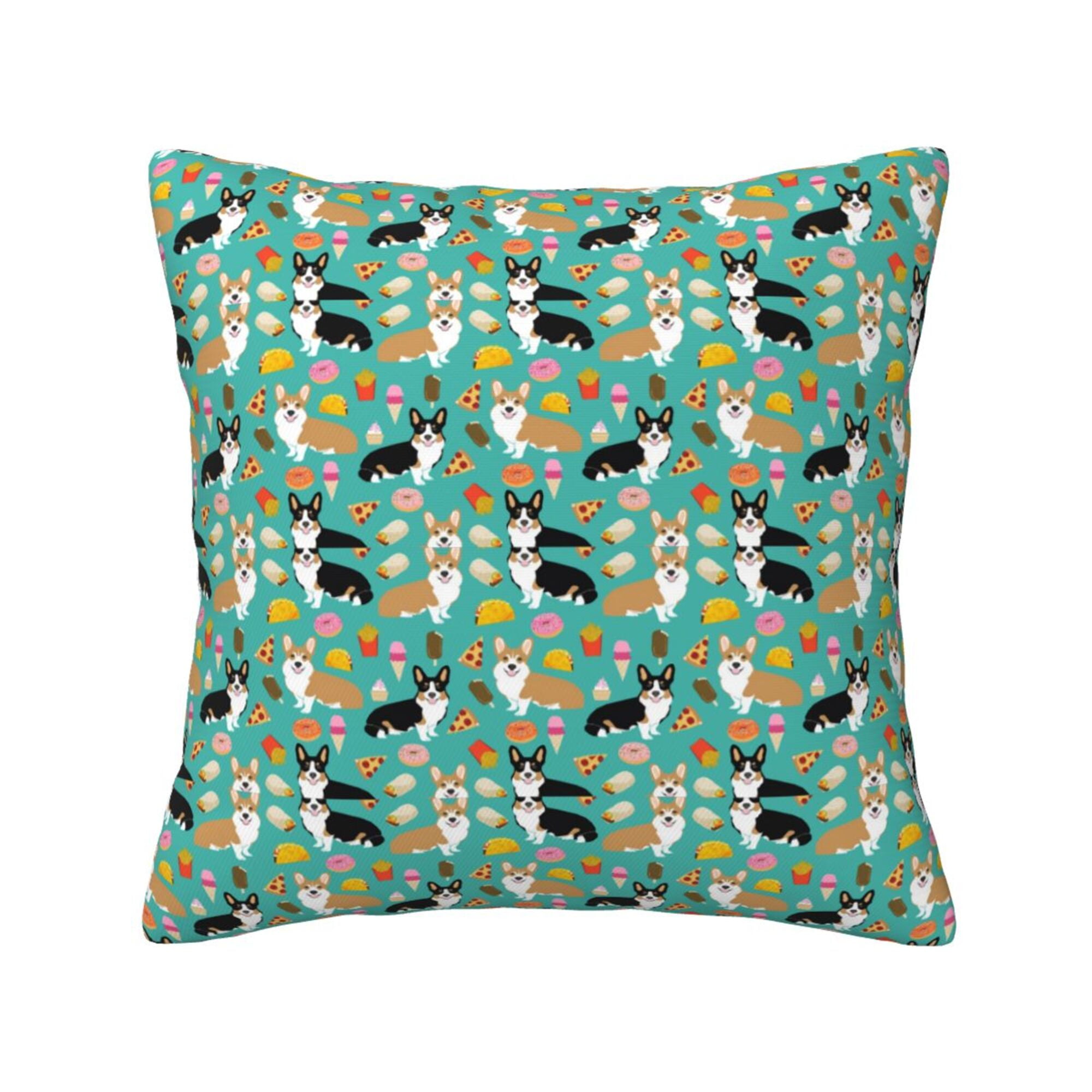 Home Throw Pillow Covers Two Sides Printed Corgis Pizza Ice Cream Decor ...