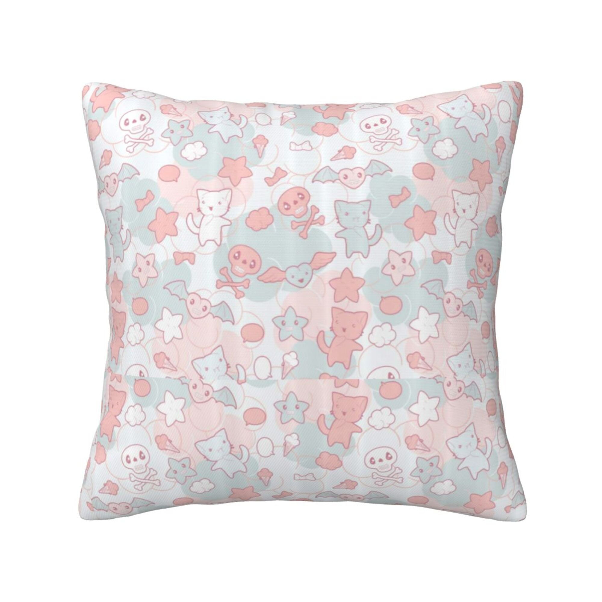 Home Throw Pillow Covers Two Sides Printed Cute Cats Bats And Skulls ...