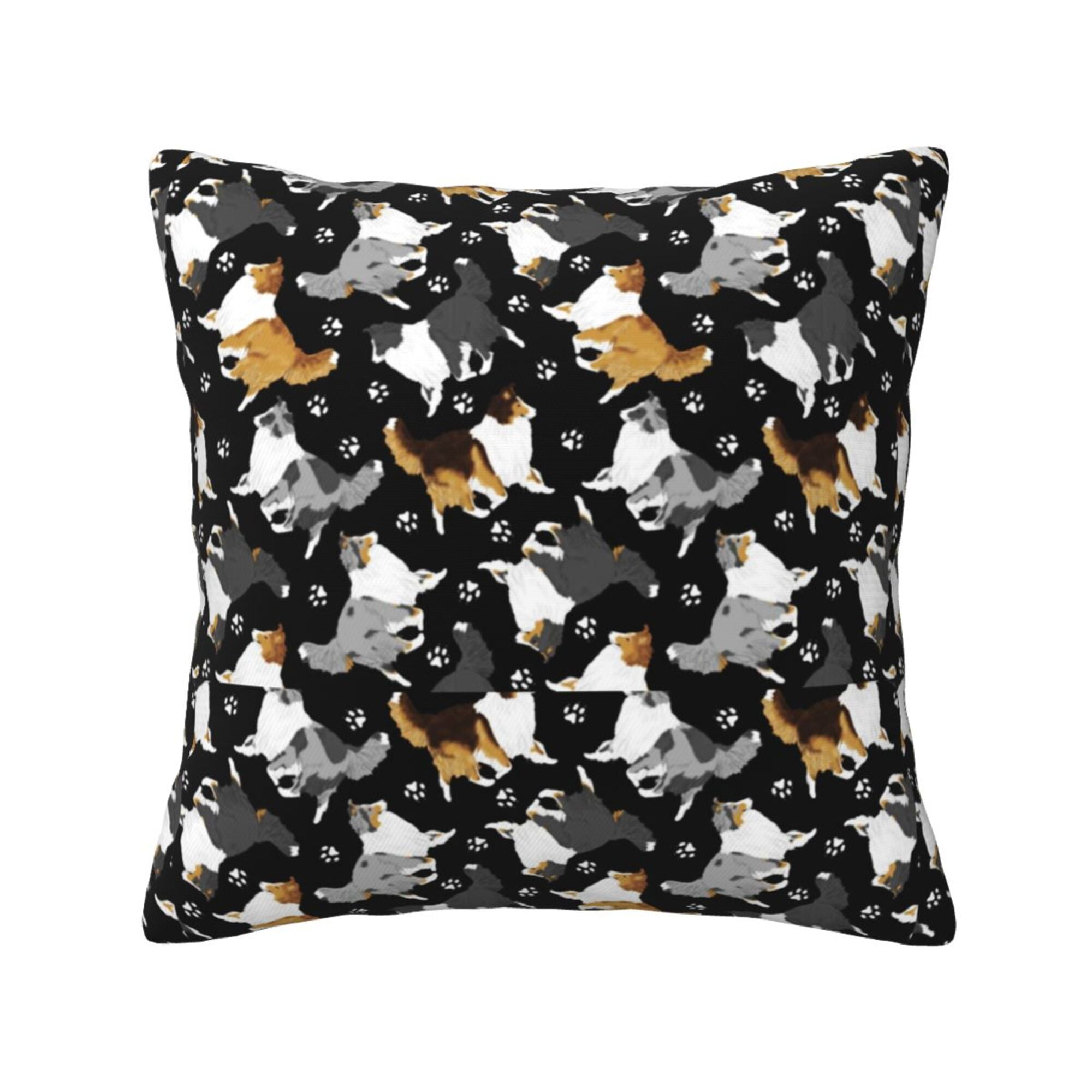 Home Throw Pillow Covers Two Sides Printed Cute Dog Paw Prints Black ...