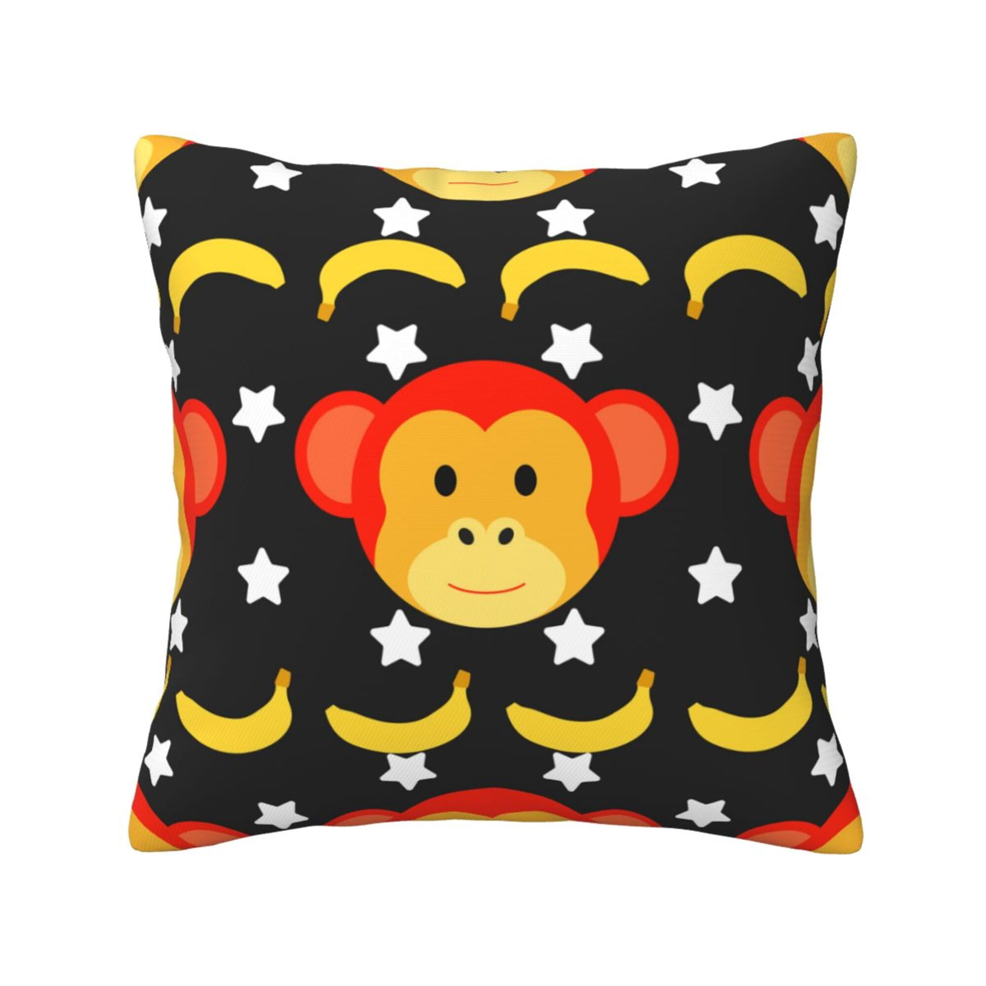 Home Throw Pillow Covers Two Sides Printed Cute Monkey Decor Sofa ...