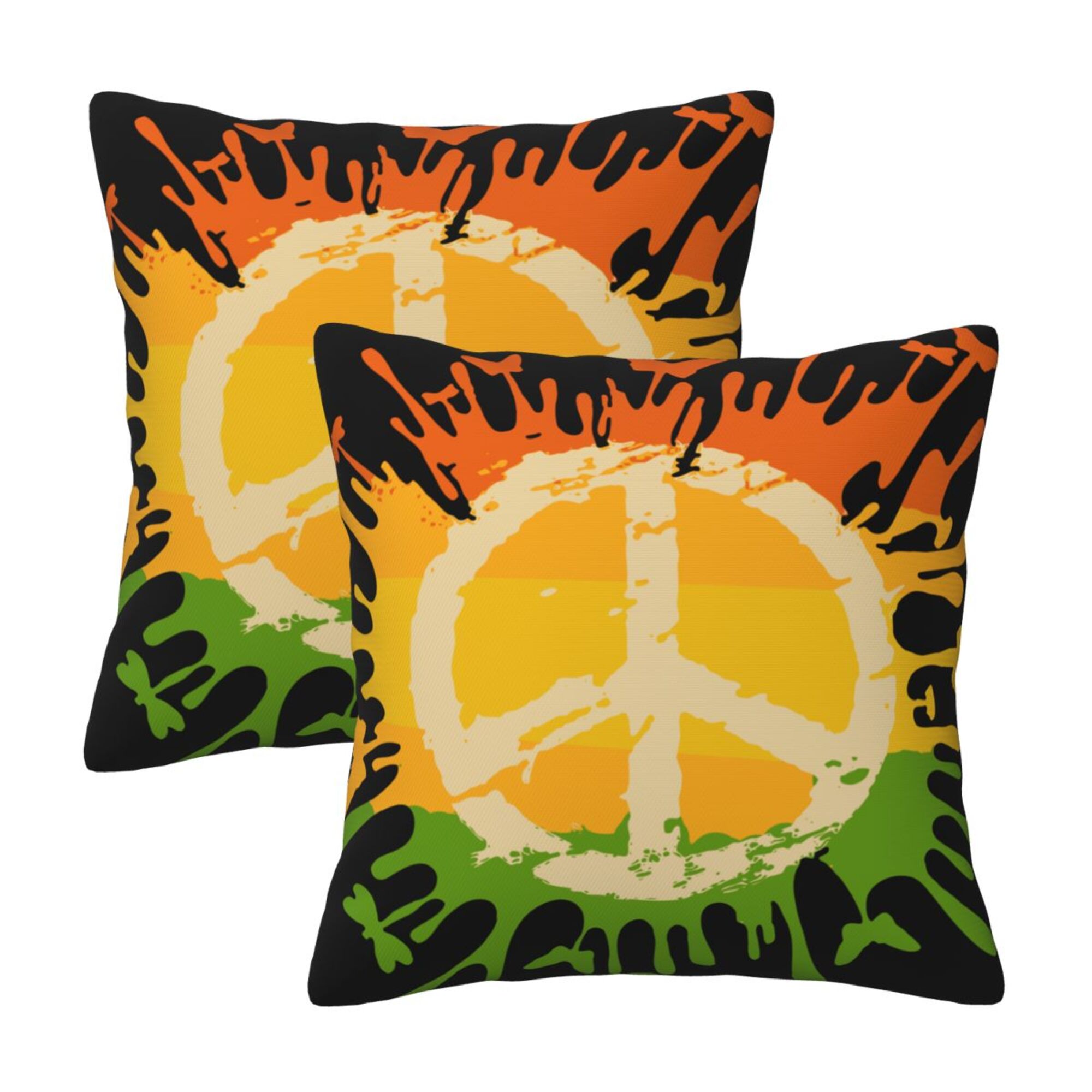 Home Throw Pillow Covers Two Sides Printed Cute Peace Sign Love Tie Die ...