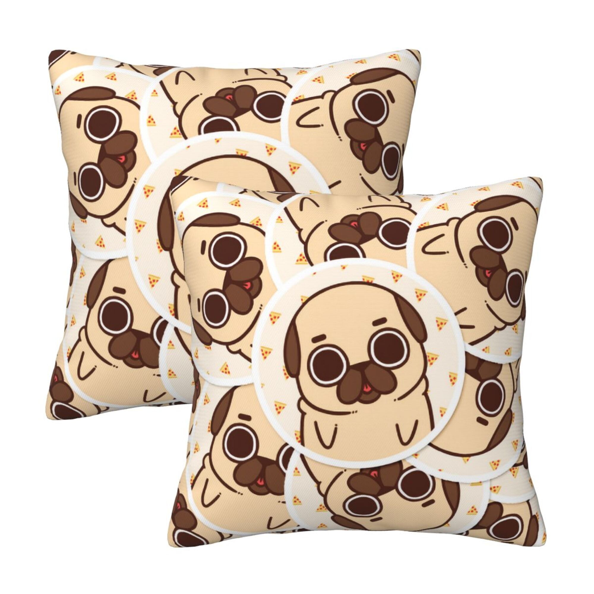 Home Throw Pillow Covers Two Sides Printed Cute Pug Decor Sofa Living ...