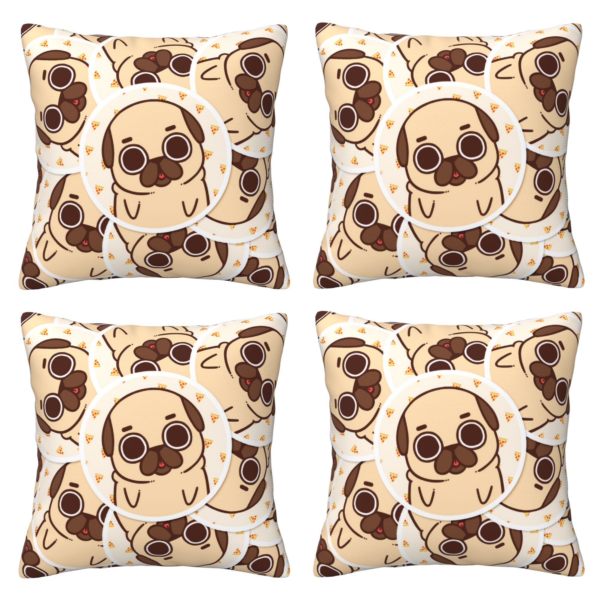 Home Throw Pillow Covers Two Sides Printed Cute Pug Decor Sofa Living ...