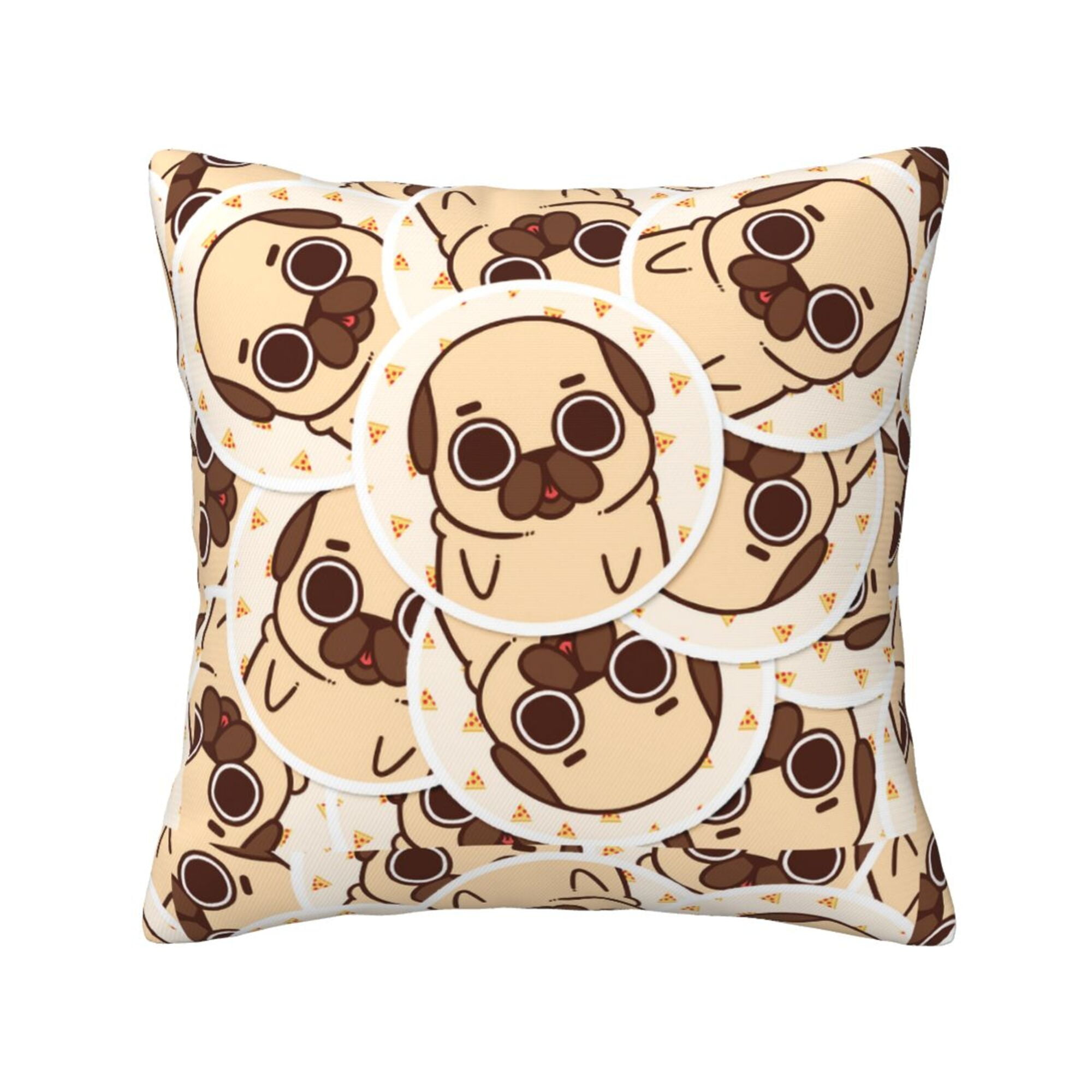 Home Throw Pillow Covers Two Sides Printed Cute Pug Decor Sofa Living ...