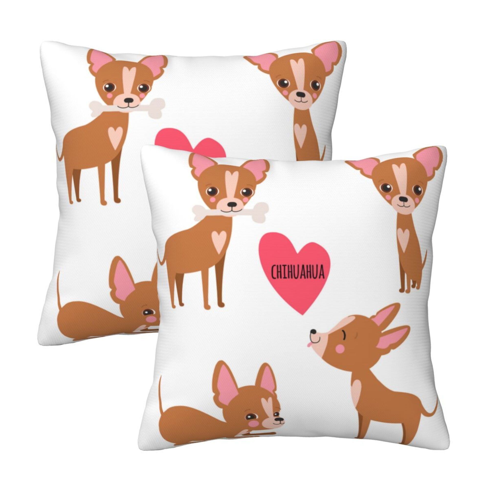 Home Throw Pillow Covers Two Sides Printed Cute Puppy Dog Chihuahua ...