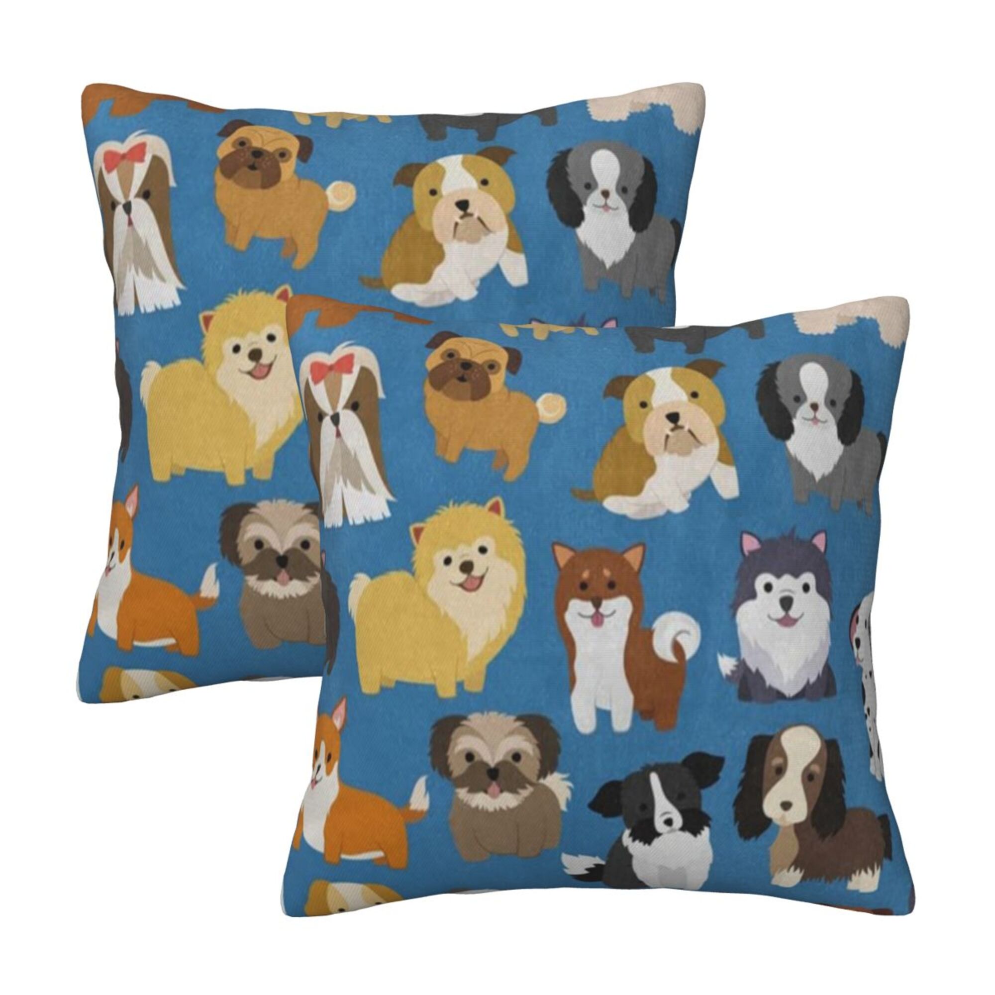 Home Throw Pillow Covers Two Sides Printed Cute Puppy Pug Dog Decor ...