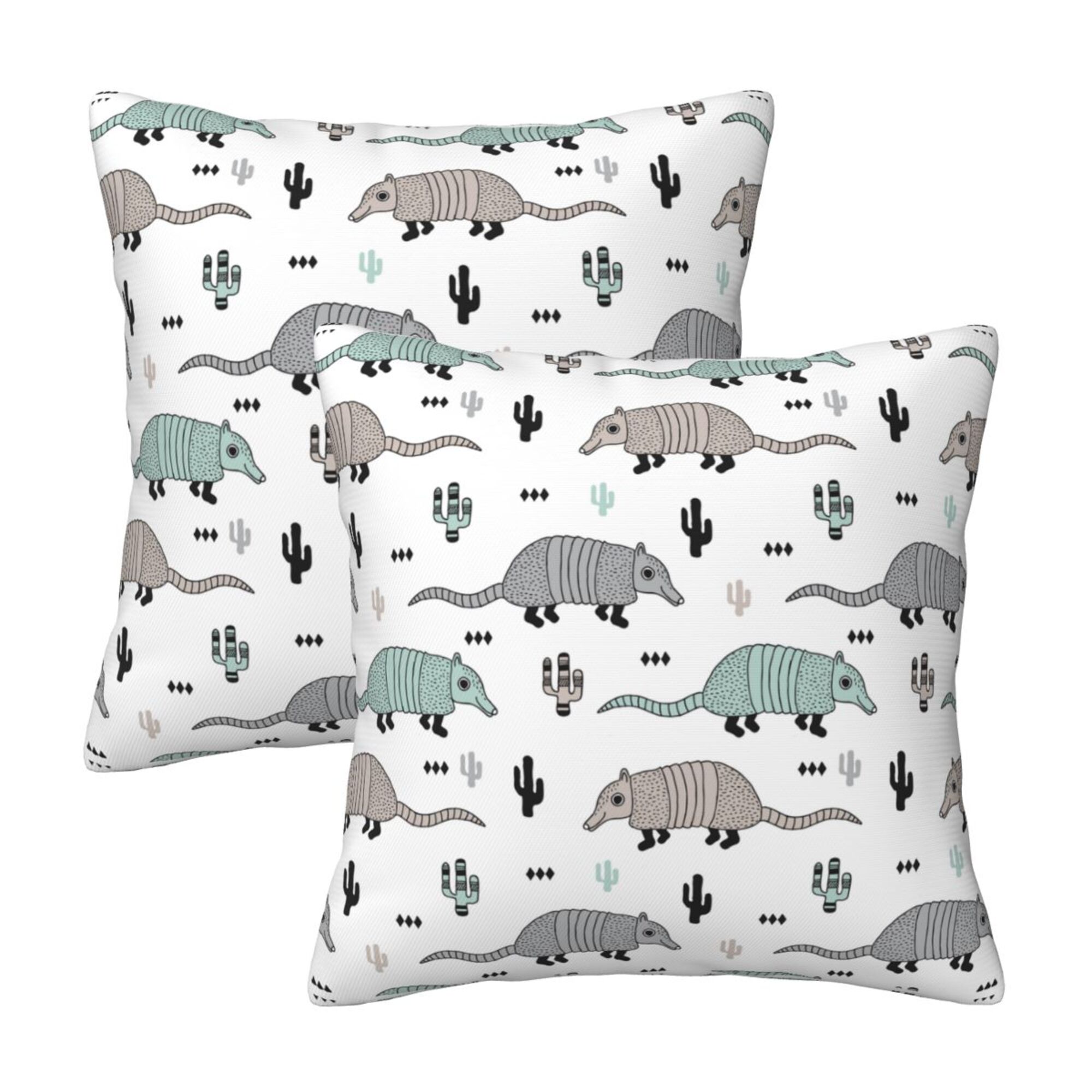 Home Throw Pillow Covers Two Sides Printed Cute Quirky Armadillo Cactus Woodland Decor Sofa ...