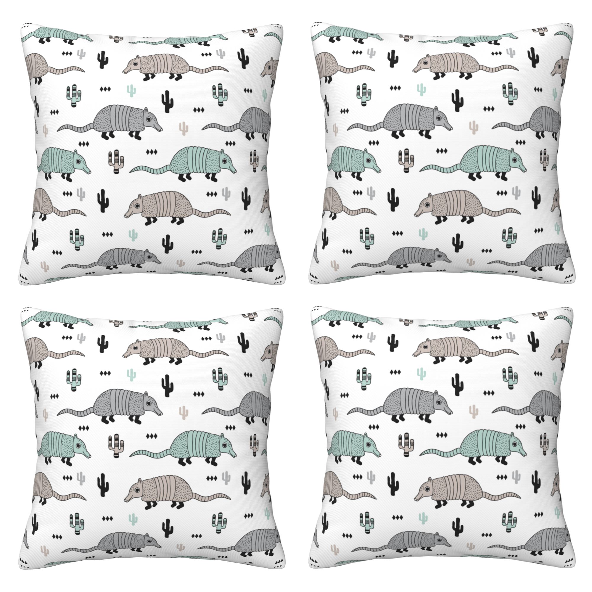 Home Throw Pillow Covers Two Sides Printed Cute Quirky Armadillo Cactus ...