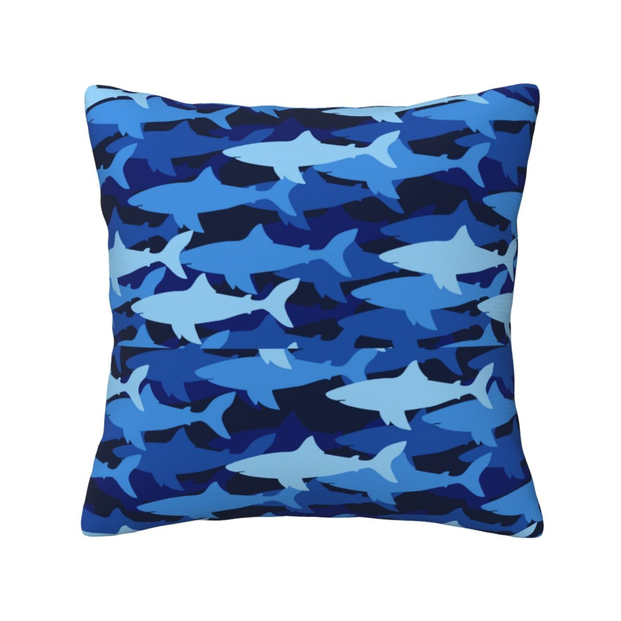 Home Throw Pillow Covers Two Sides Printed Cute Shark Print Decor Sofa ...