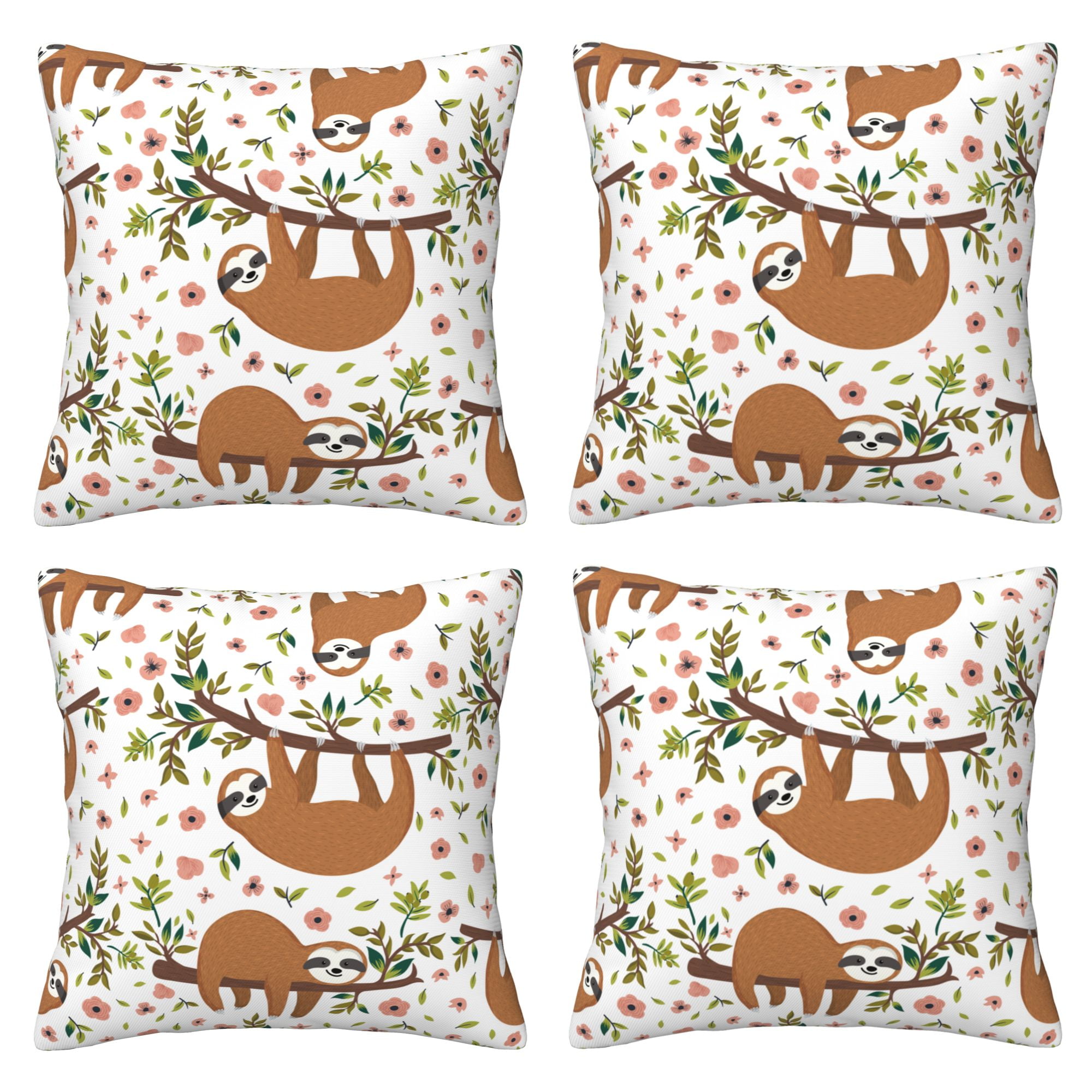 Home Throw Pillow Covers Two Sides Printed Cute Sloths Animal Decor ...