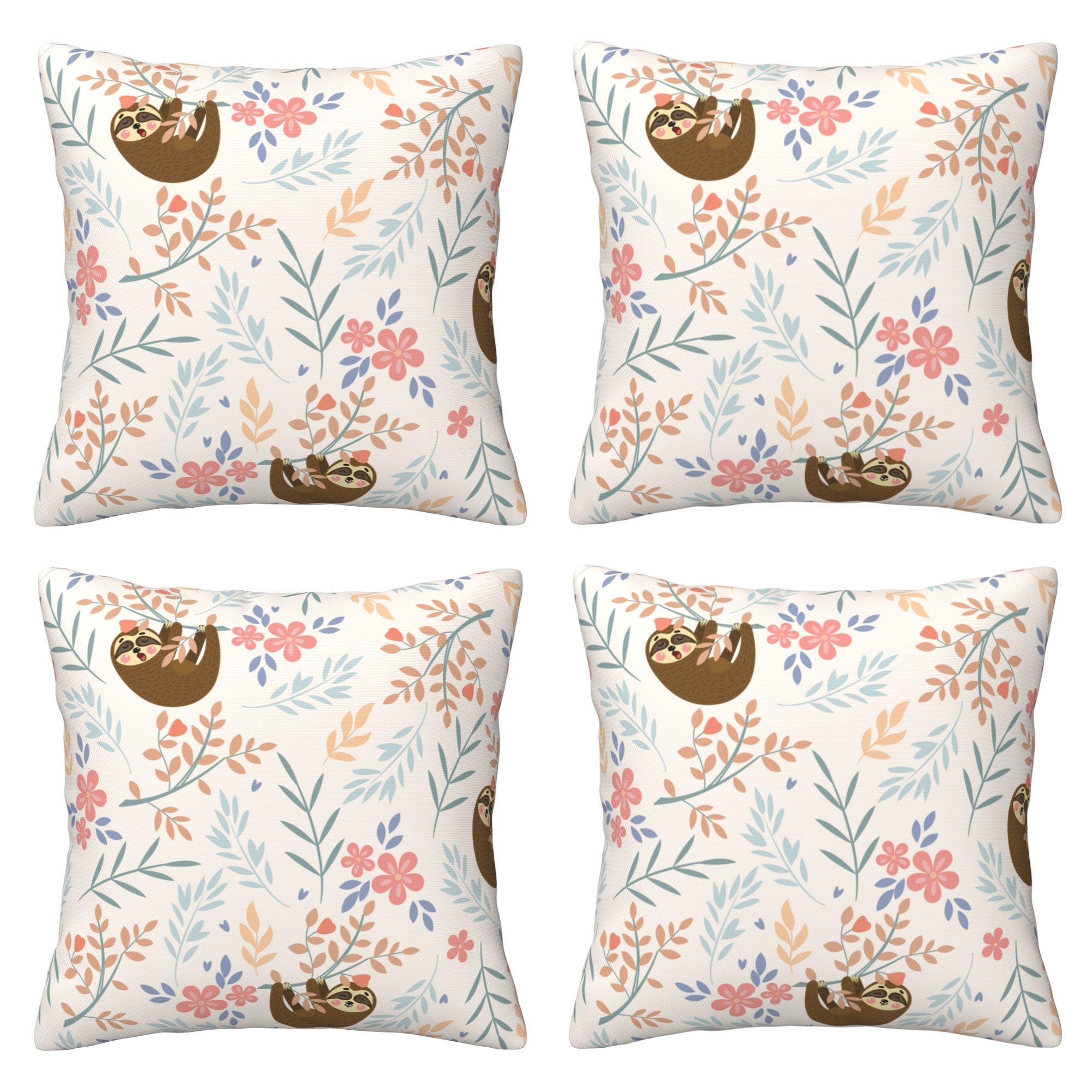 Home Throw Pillow Covers Two Sides Printed Cute Sloths Animal Decor ...