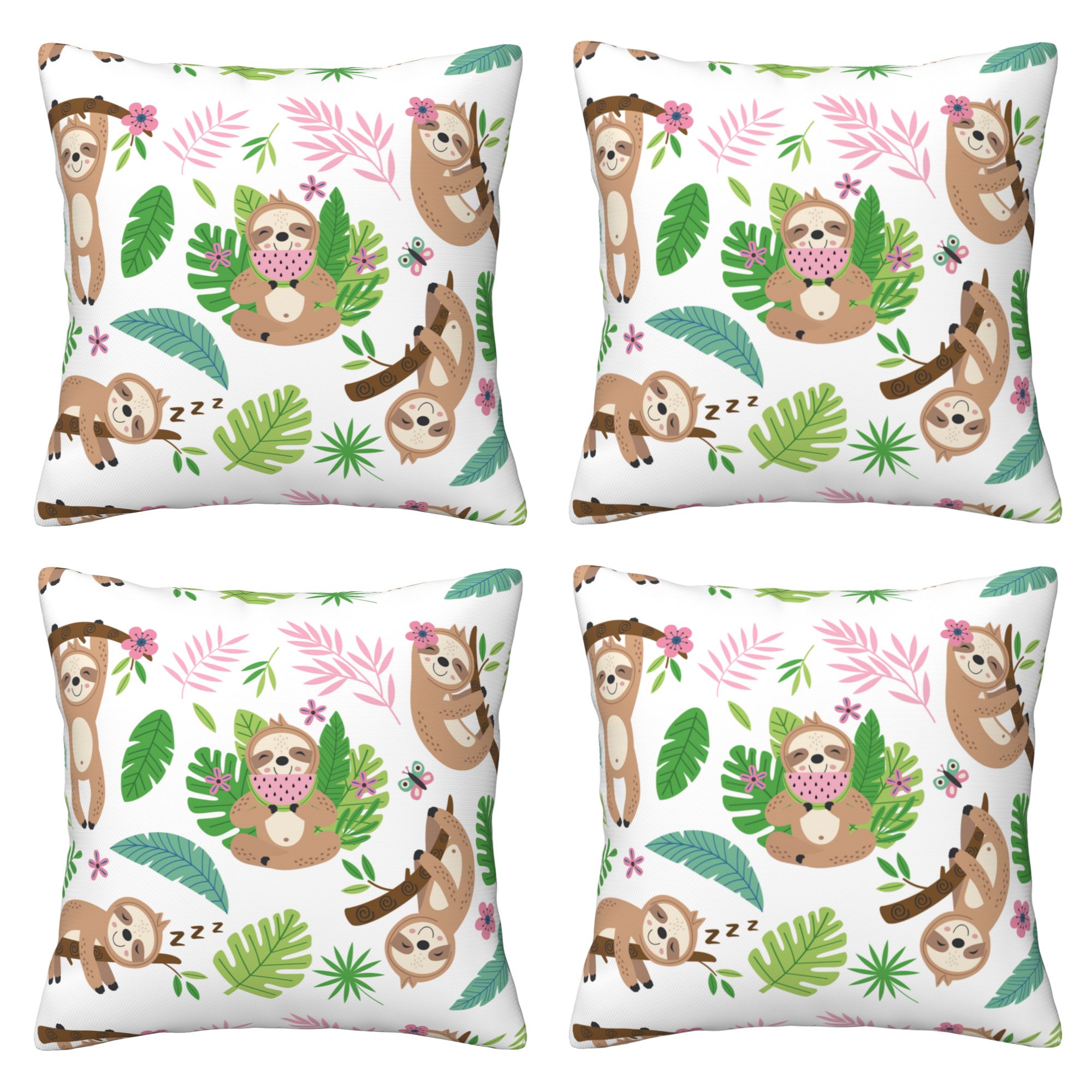 Home Throw Pillow Covers Two Sides Printed Cute Sloths Animal Decor ...