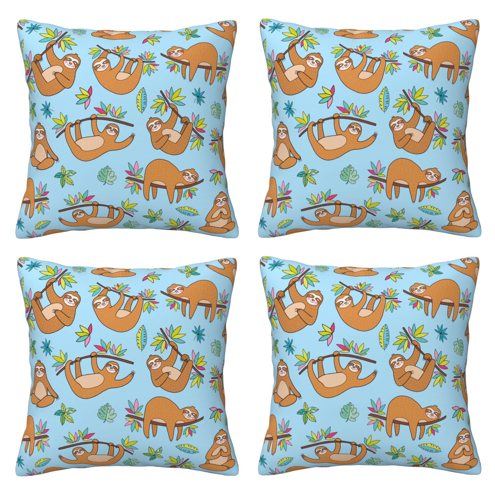 Home Throw Pillow Covers Two Sides Printed Cute Sloths Animal Decor ...