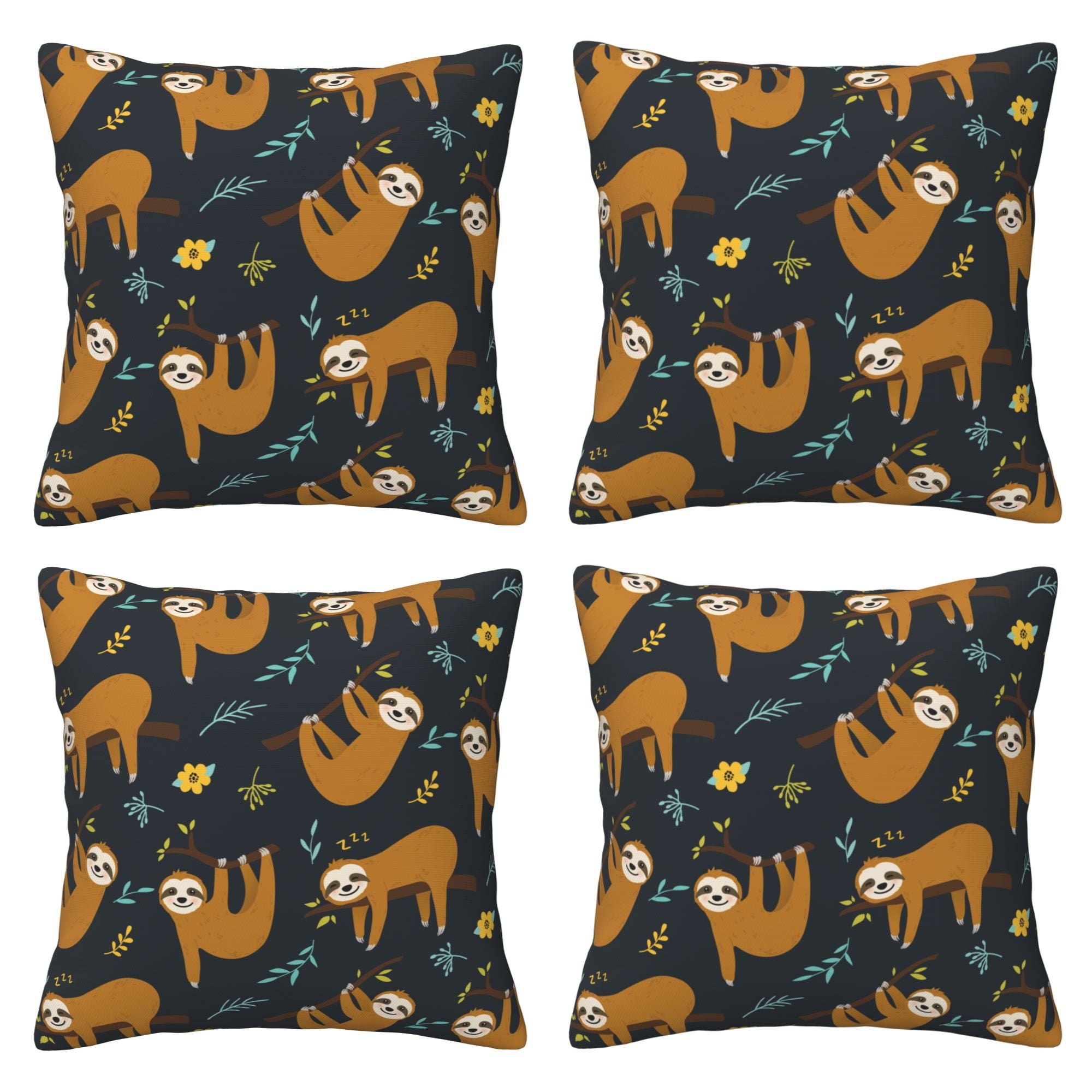 Home Throw Pillow Covers Two Sides Printed Cute Sloths Animal Decor ...