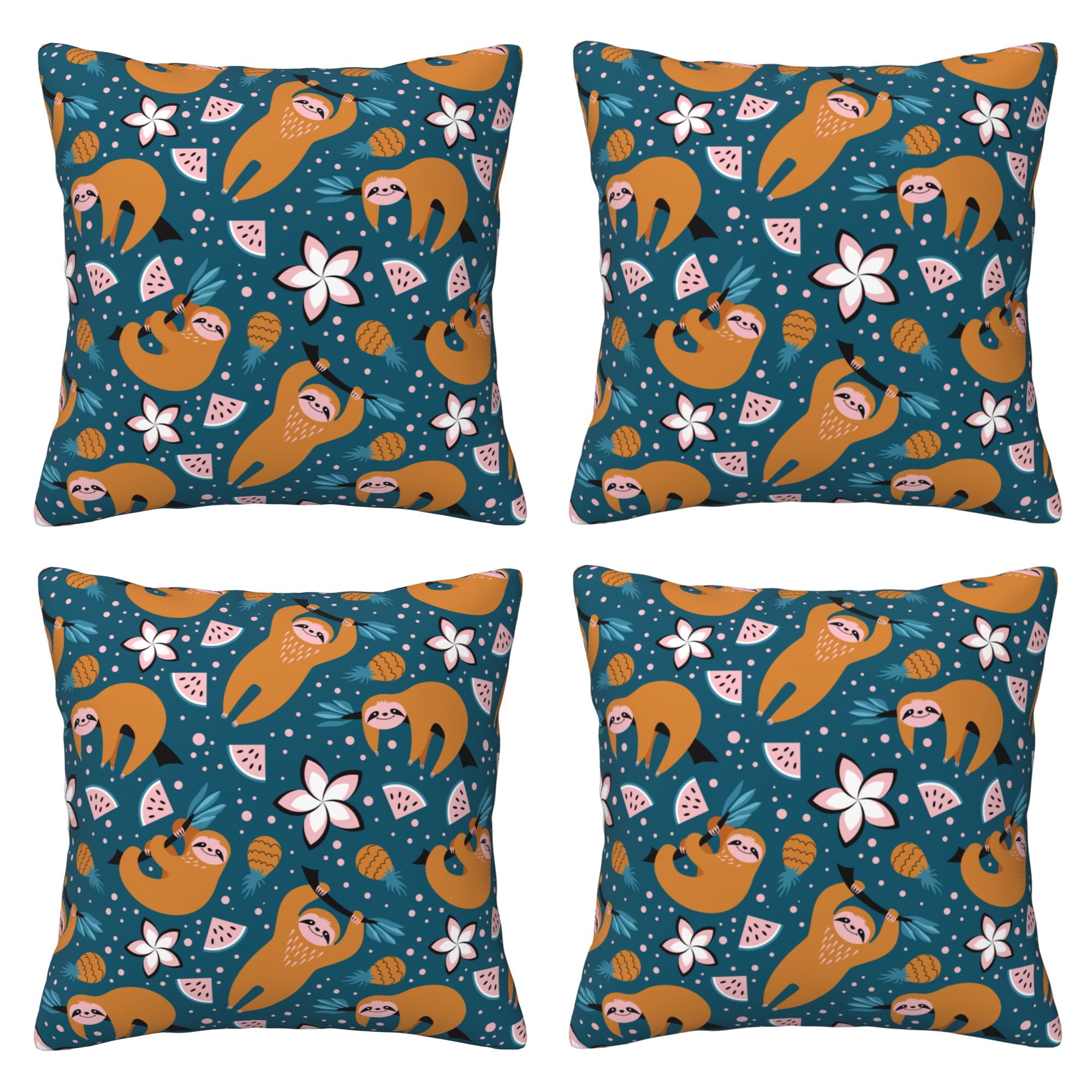 Home Throw Pillow Covers Two Sides Printed Cute Sloths Animal Decor ...