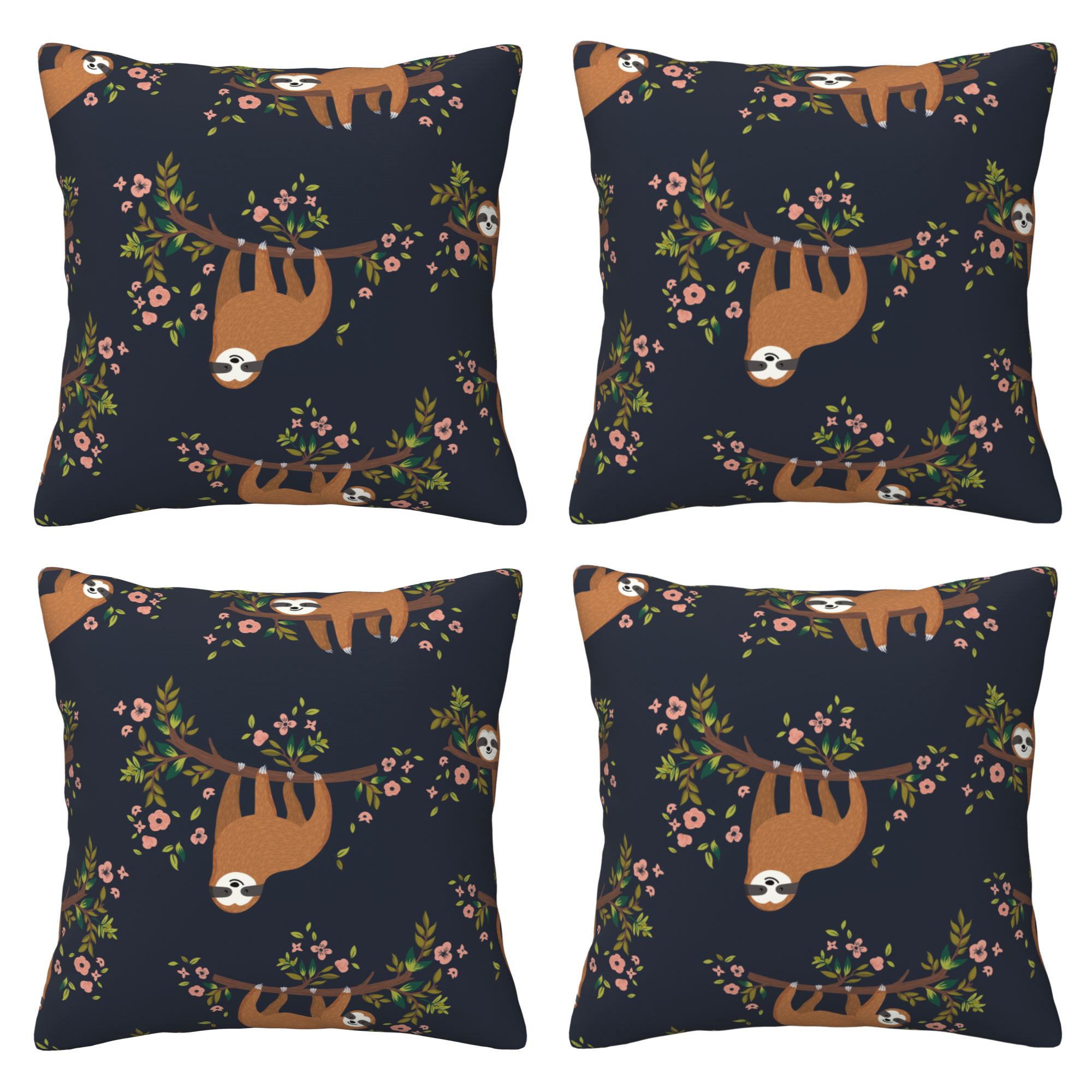 Home Throw Pillow Covers Two Sides Printed Cute Sloths Animal Decor ...