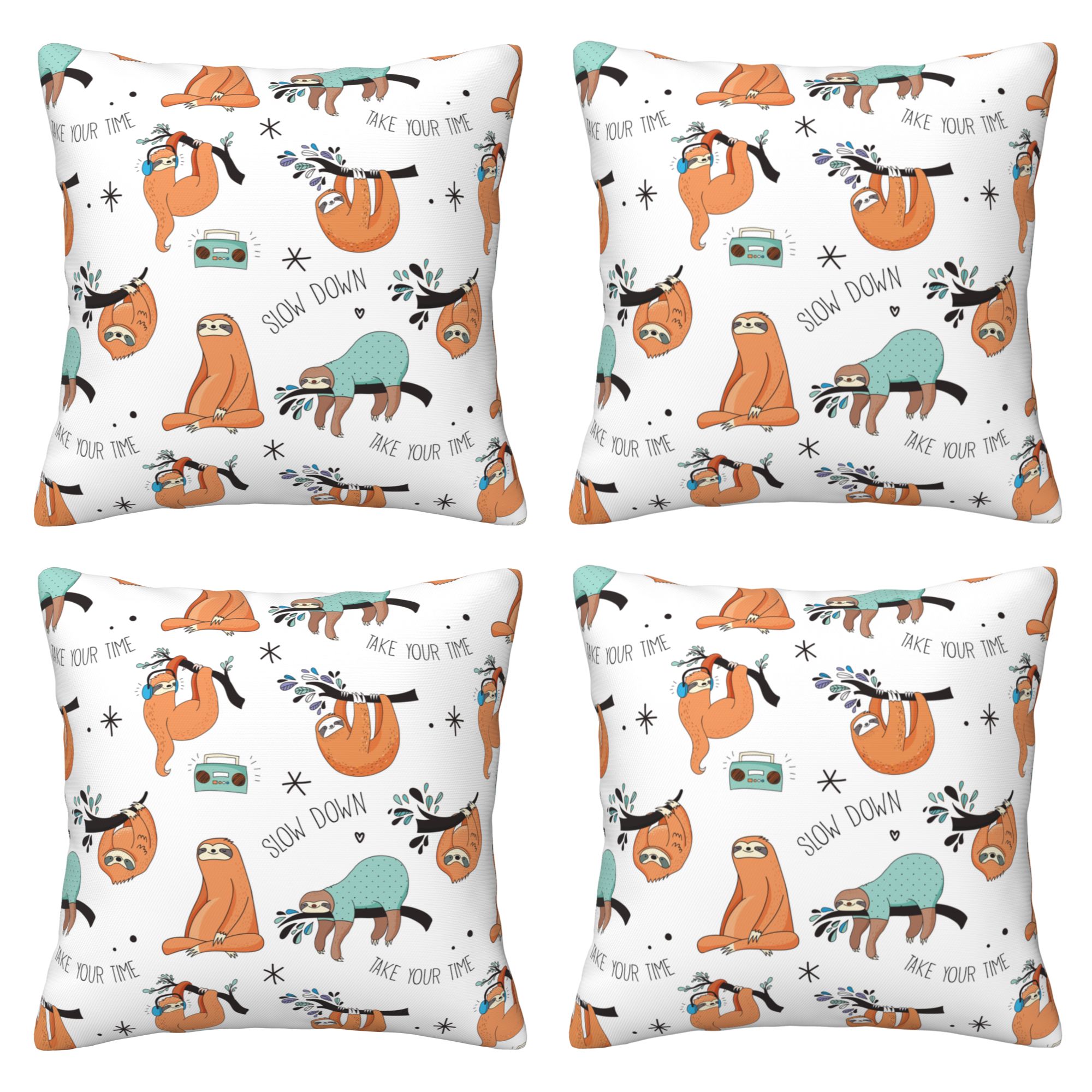 Home Throw Pillow Covers Two Sides Printed Cute Sloths Animal Decor ...