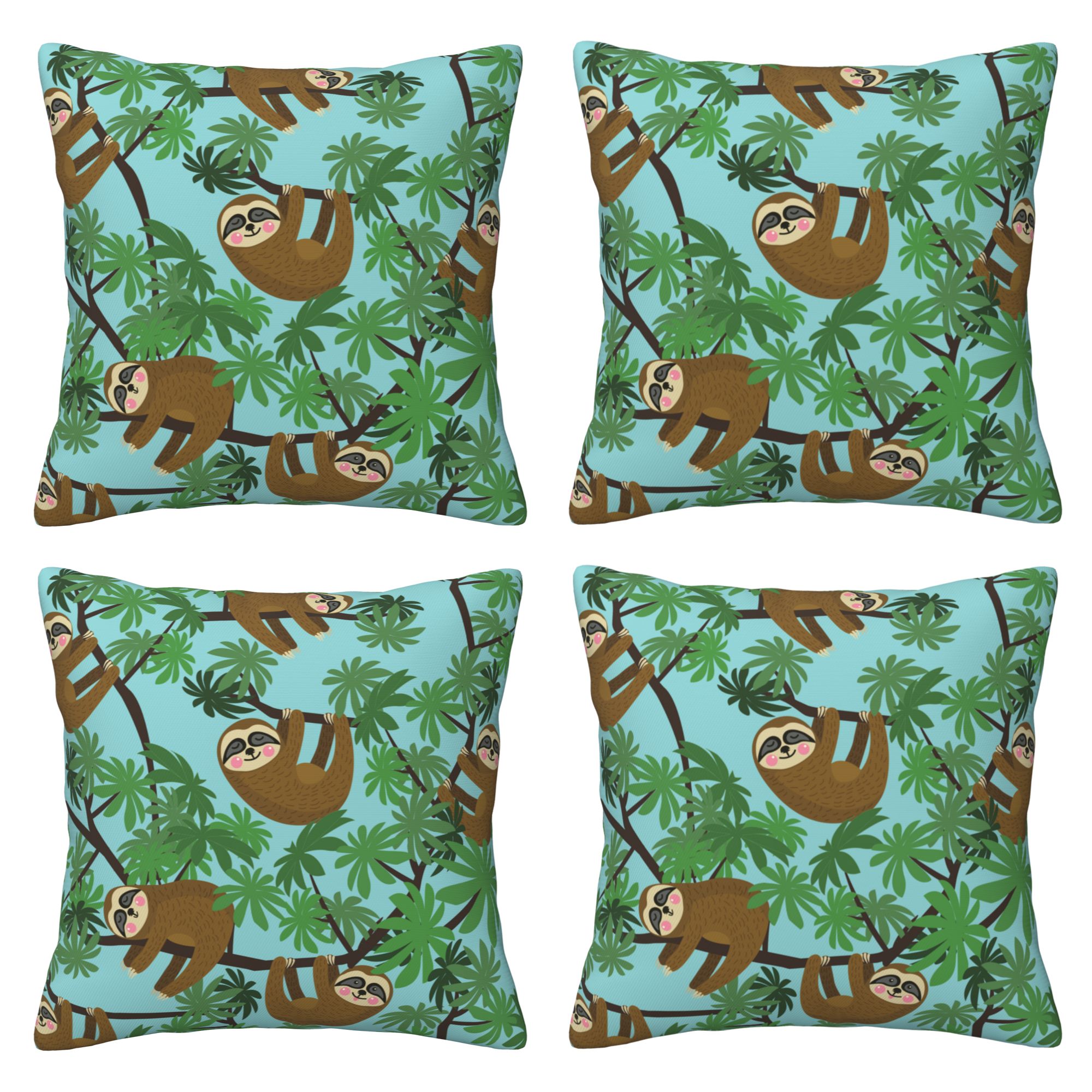 Home Throw Pillow Covers Two Sides Printed Cute Sloths Animal Decor ...