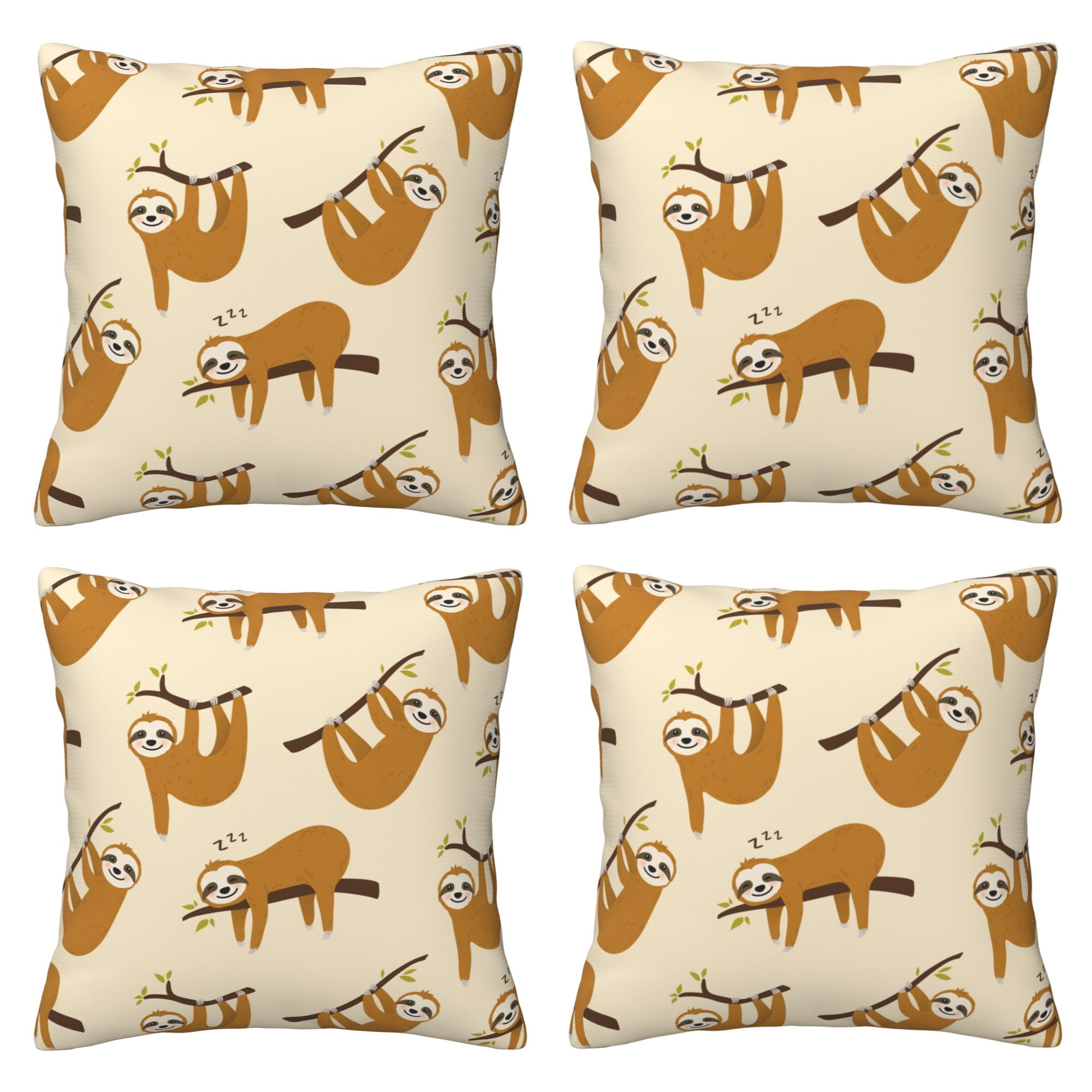 Home Throw Pillow Covers Two Sides Printed Cute Sloths Animal Decor ...