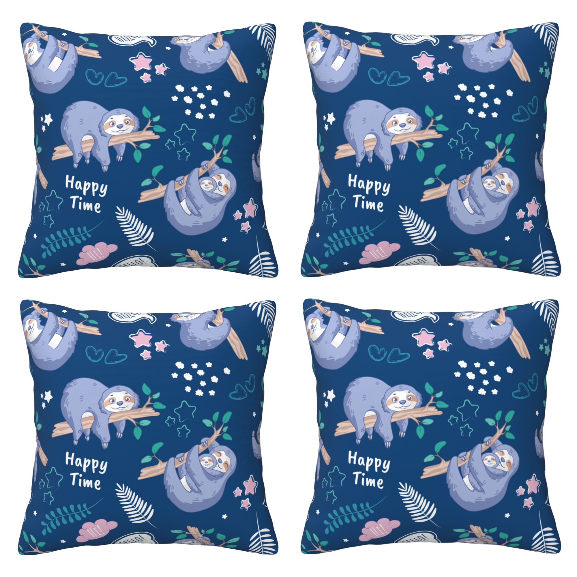 Home Throw Pillow Covers Two Sides Printed Cute Sloths Animal Decor ...