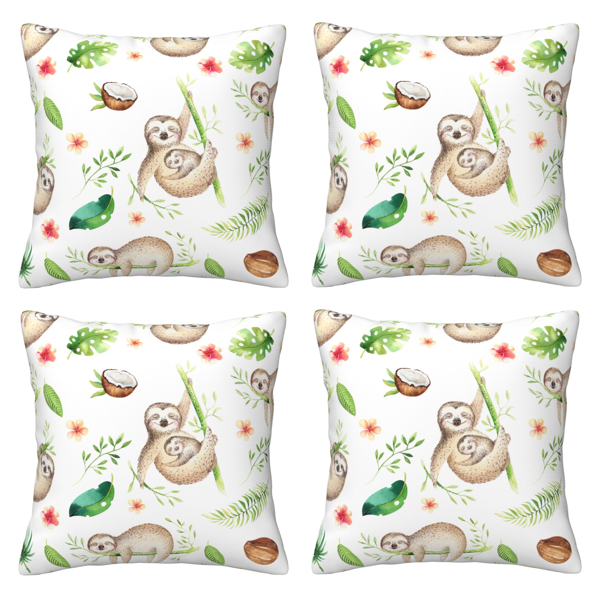 Home Throw Pillow Covers Two Sides Printed Cute Sloths Animal Decor ...