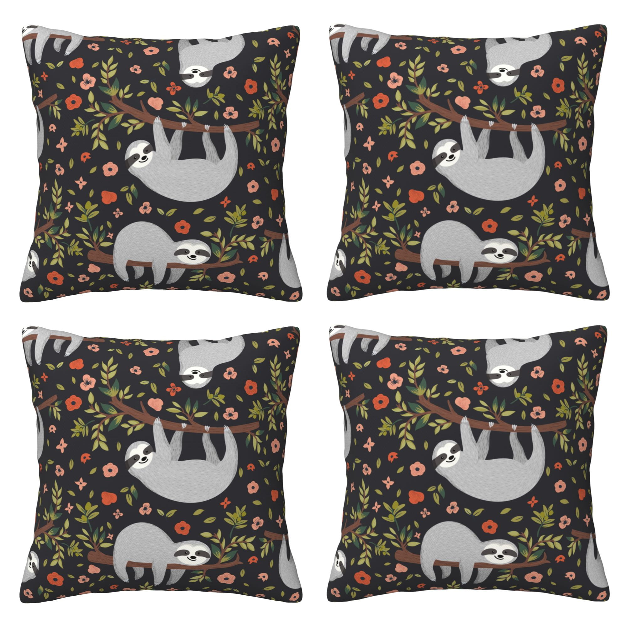 Home Throw Pillow Covers Two Sides Printed Cute Sloths Animal Decor ...