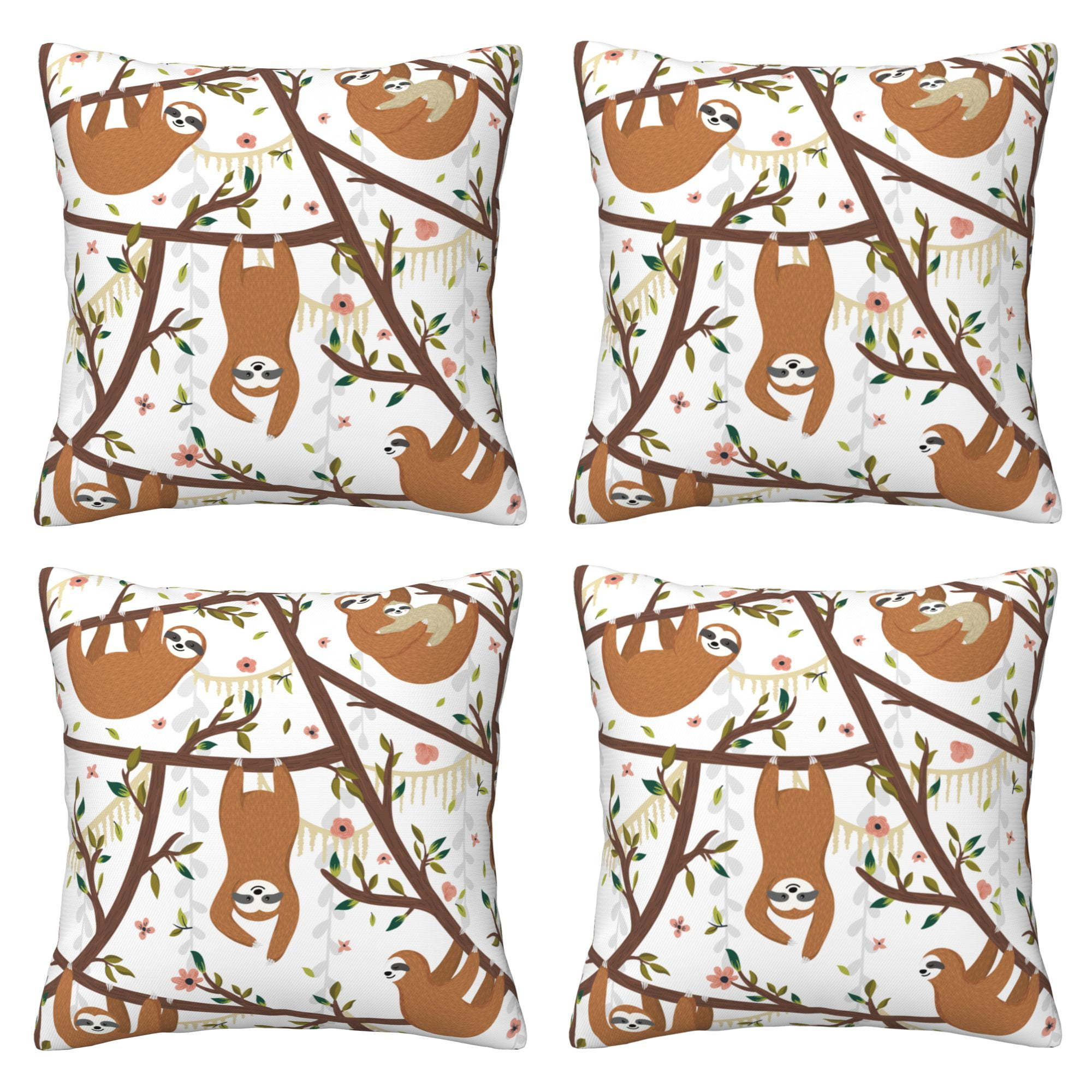 Home Throw Pillow Covers Two Sides Printed Cute Sloths Animal Decor ...