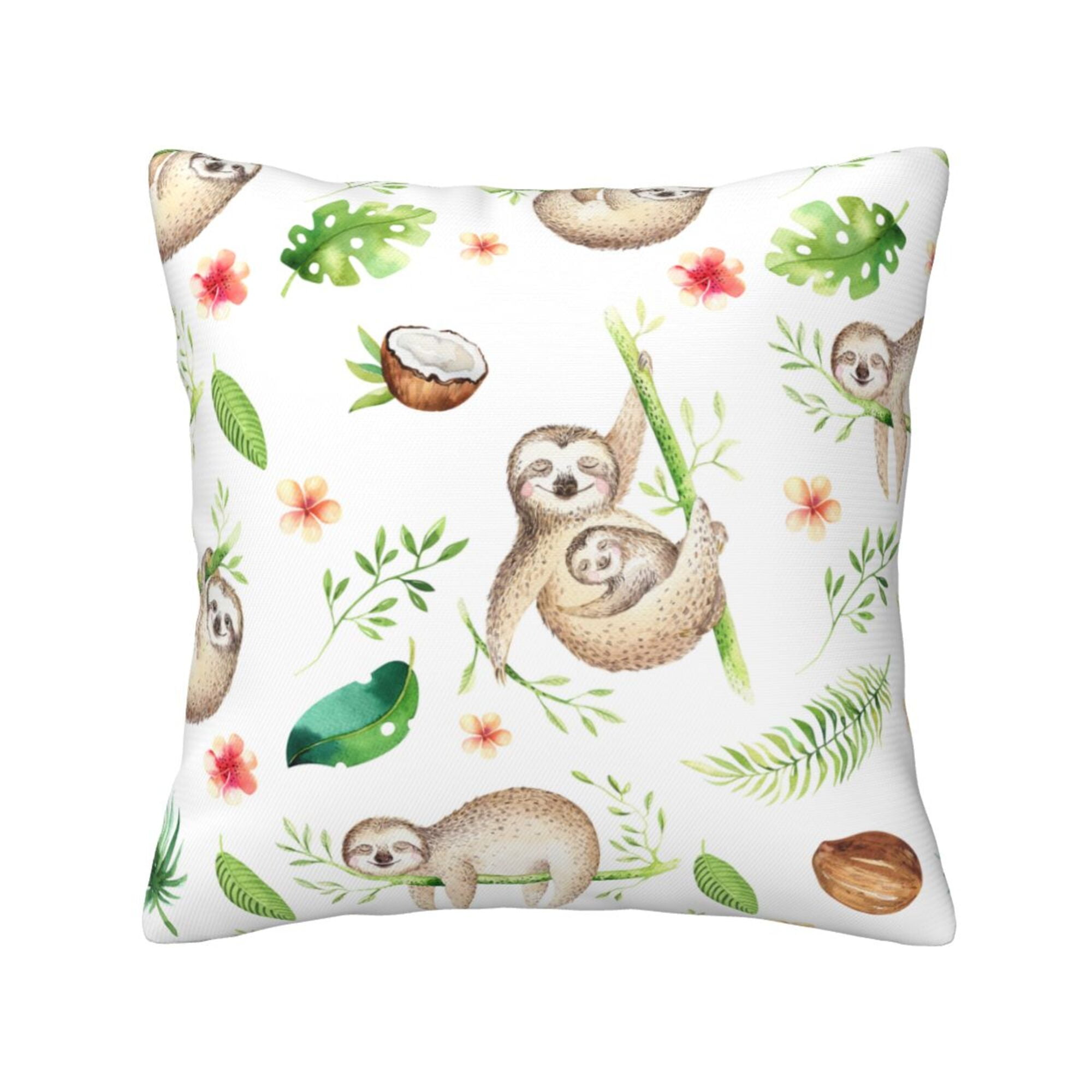 Home Throw Pillow Covers Two Sides Printed Cute Sloths Animal Decor ...