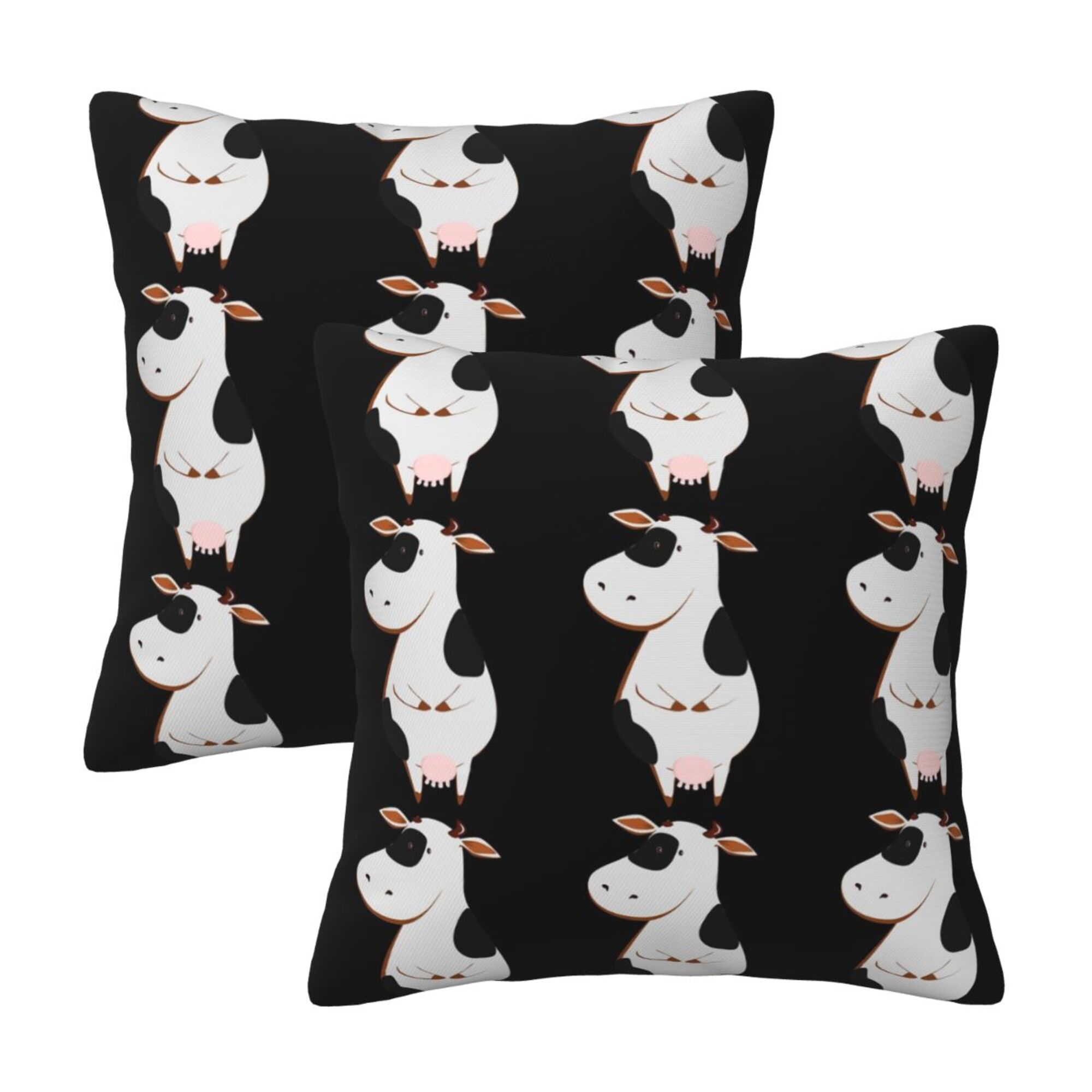 Home Throw Pillow Covers Two Sides Printed Cute White Cow with Black ...
