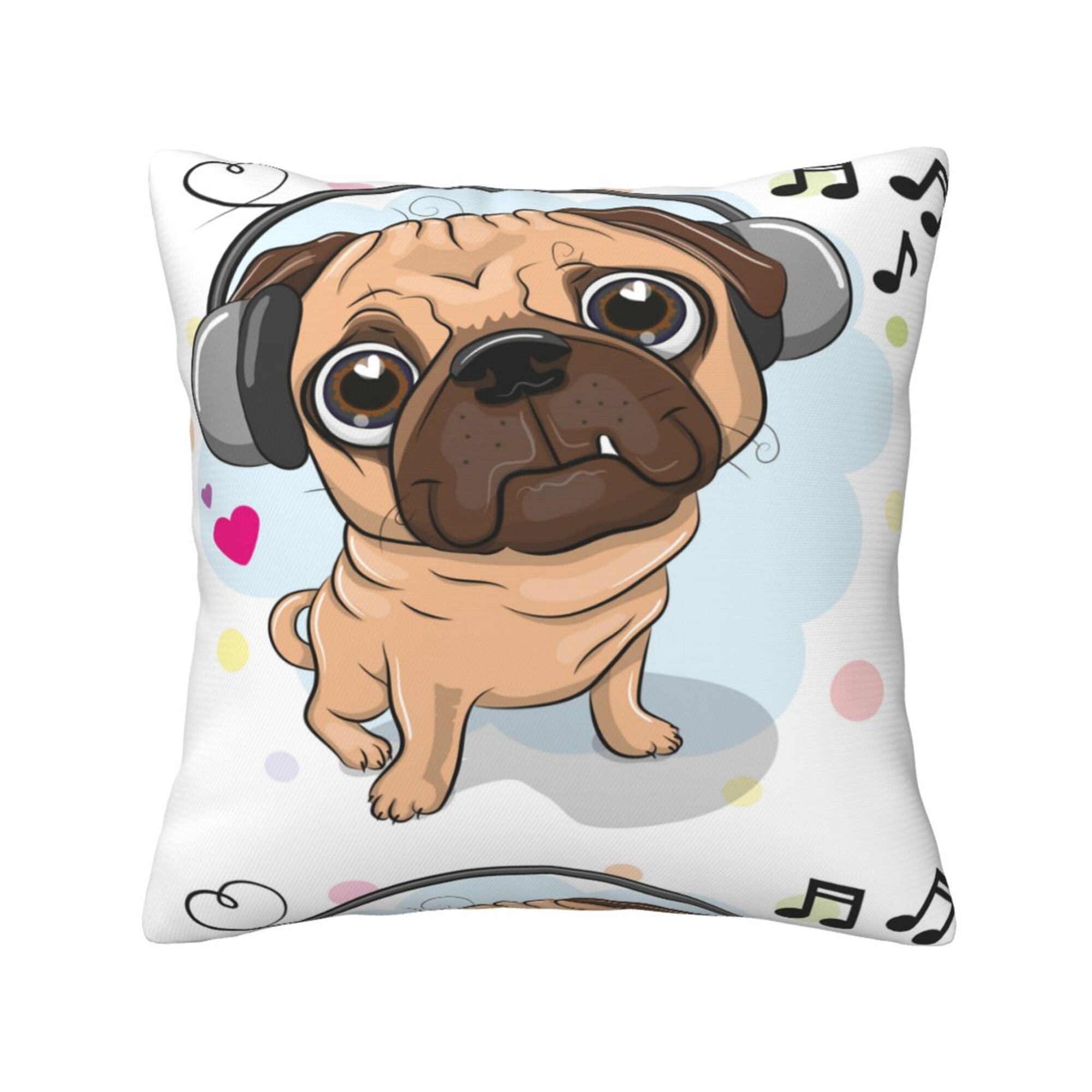 Home Throw Pillow Covers Two Sides Printed Cute cartoon pug dog with ...