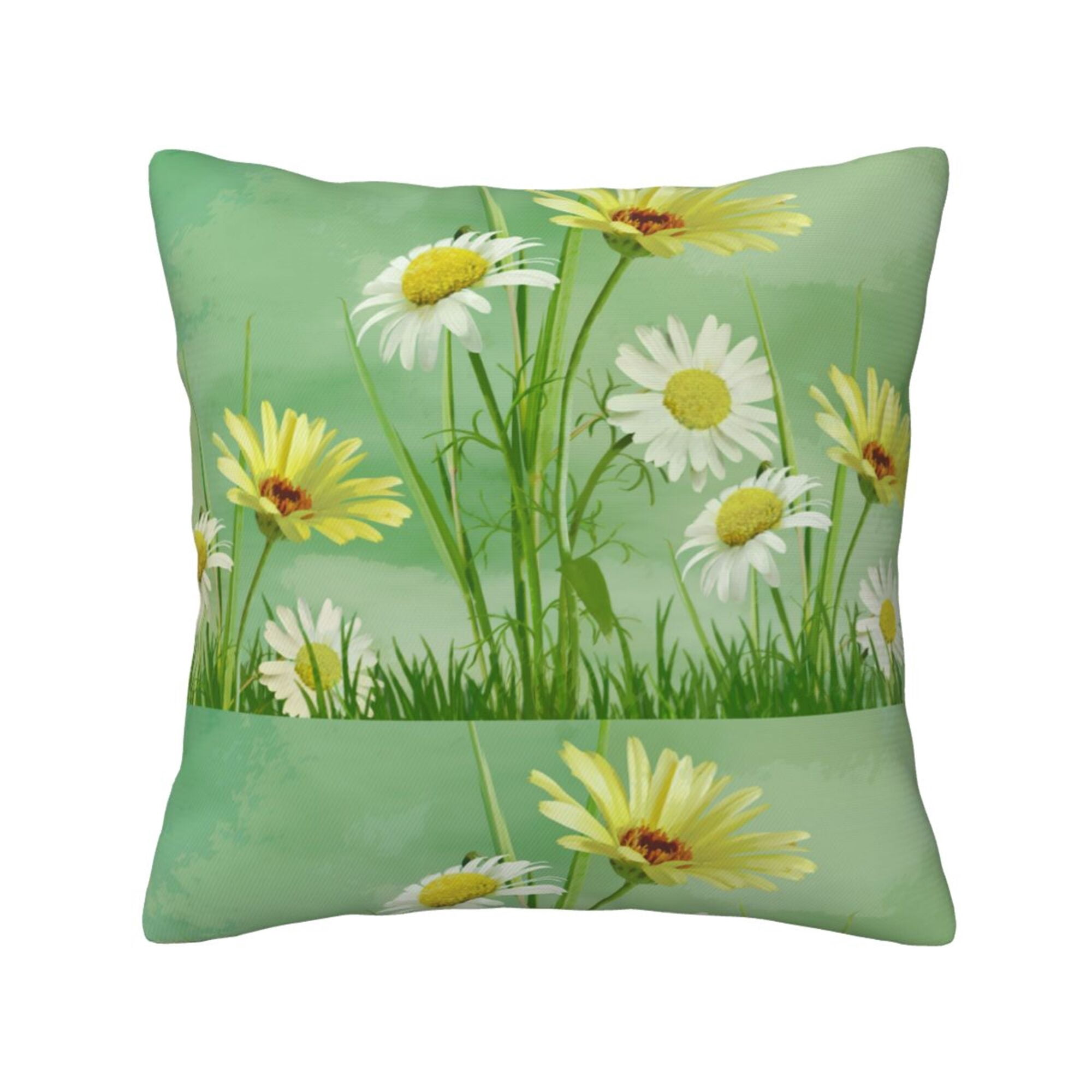Home Throw Pillow Covers Two Sides Printed Daisy flowers wallpaper ...