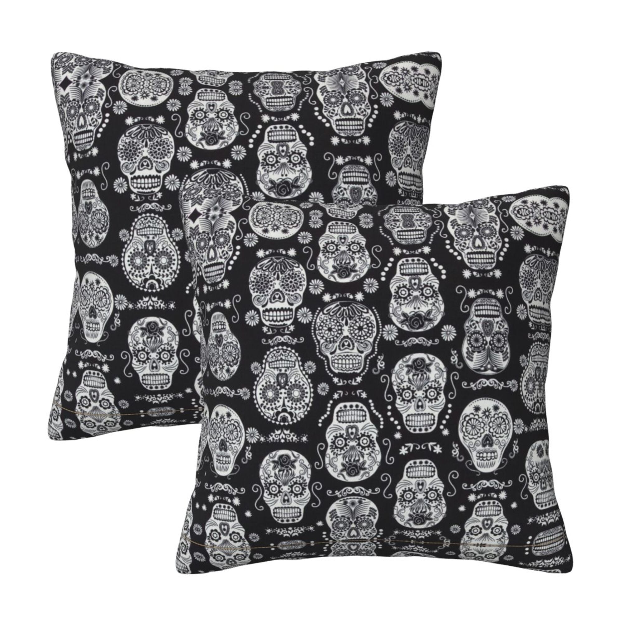 Home Throw Pillow Covers Two Sides Printed Dark Folklore Skulls Sugar ...