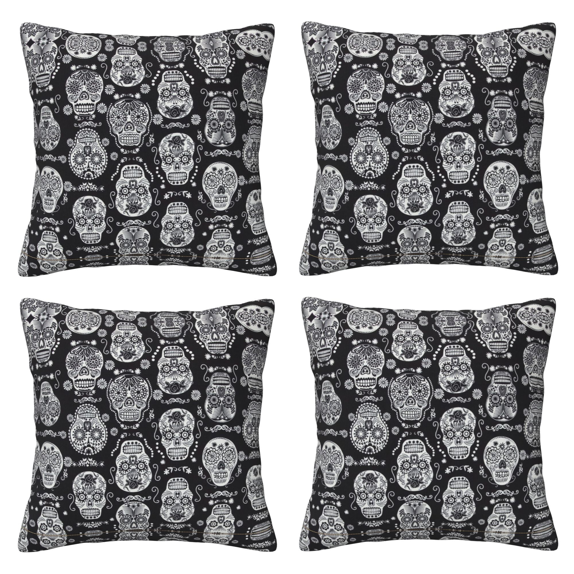 Home Throw Pillow Covers Two Sides Printed Dark Folklore Skulls Sugar ...